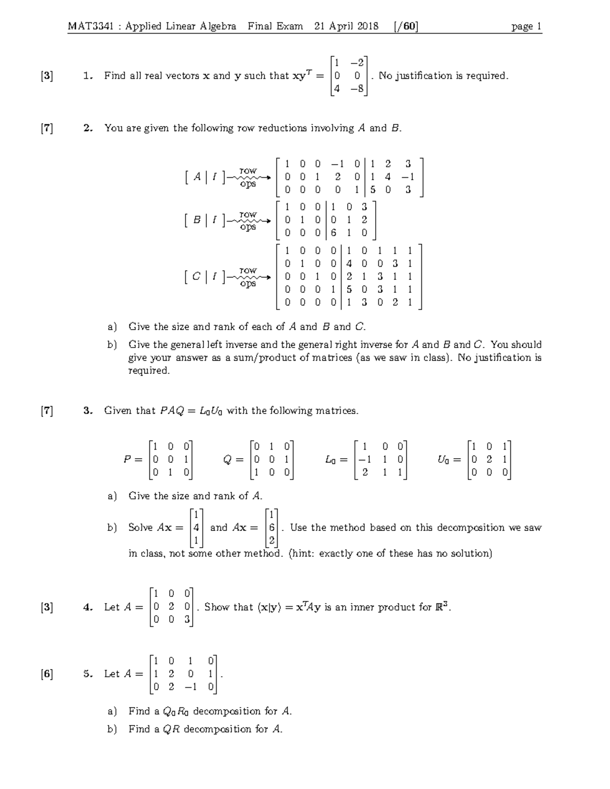2018-01-finalexam - MAT3341 : Applied Linear Algebra Final Exam 21 ...