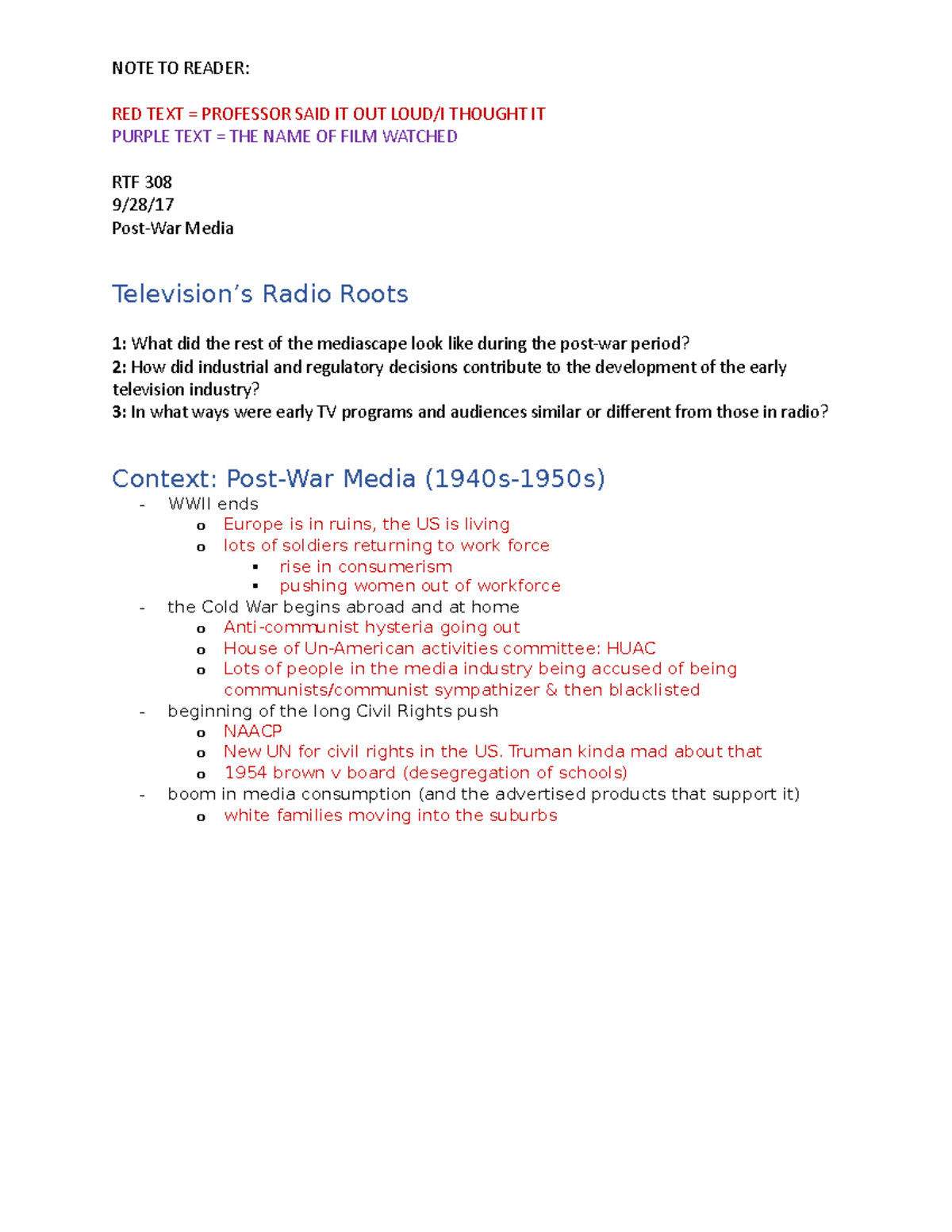 9-28-17 post war media - Timothy Piper - NOTE TO READER: RED TEXT ...