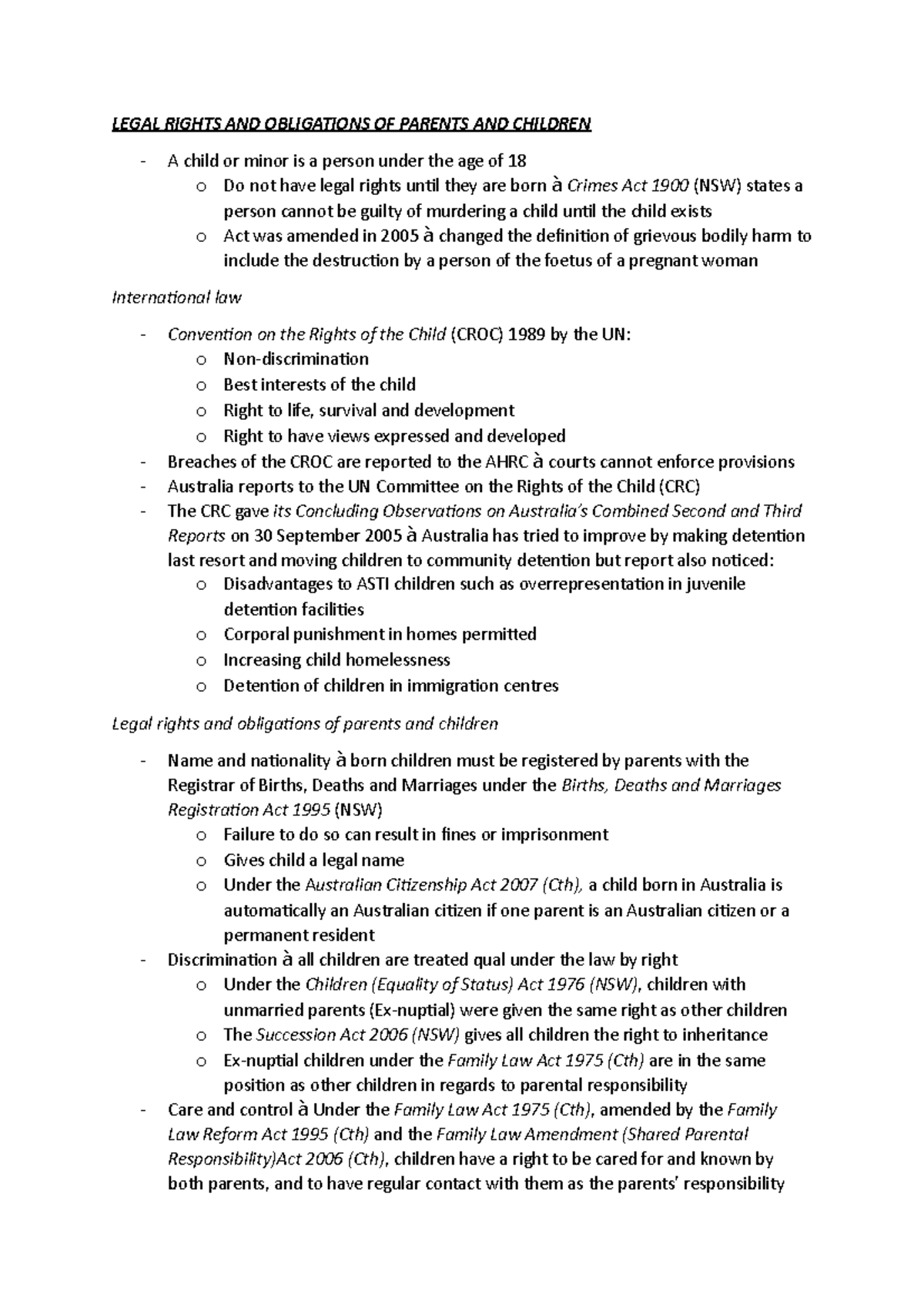 Legal Rights AND Obligations OF Parents AND Children - LEGAL RIGHTS AND ...