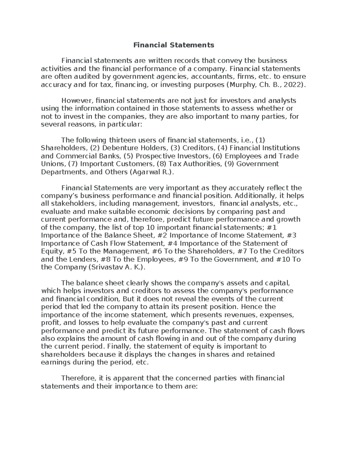 Portfolio Activity Unit 1 - Financial Statements Financial statements ...