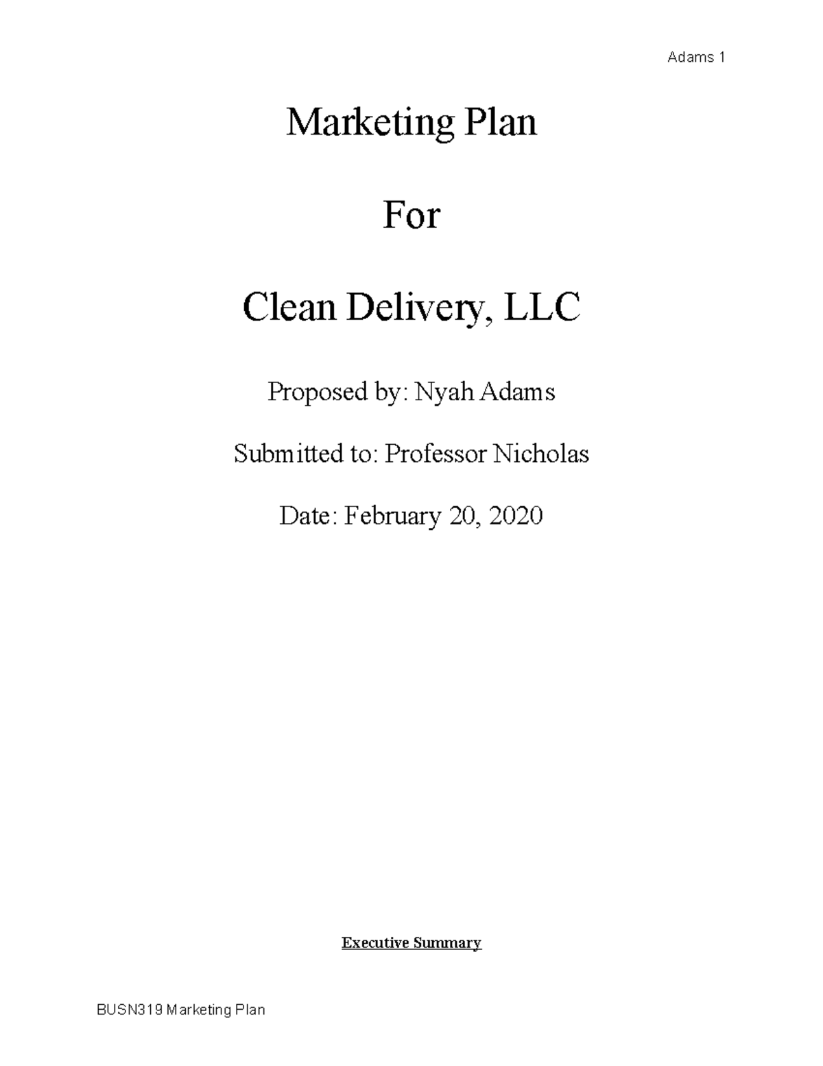 Clean Delivery, LLC Marketing Plan - Marketing Plan For Clean Delivery ...