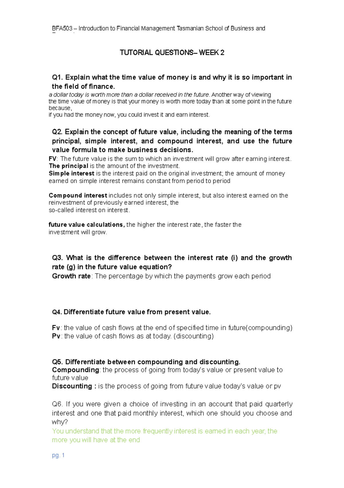 Tutorial Questions Week 21-converted - TUTORIAL QUESTIONS– WEEK 2 Q1 ...