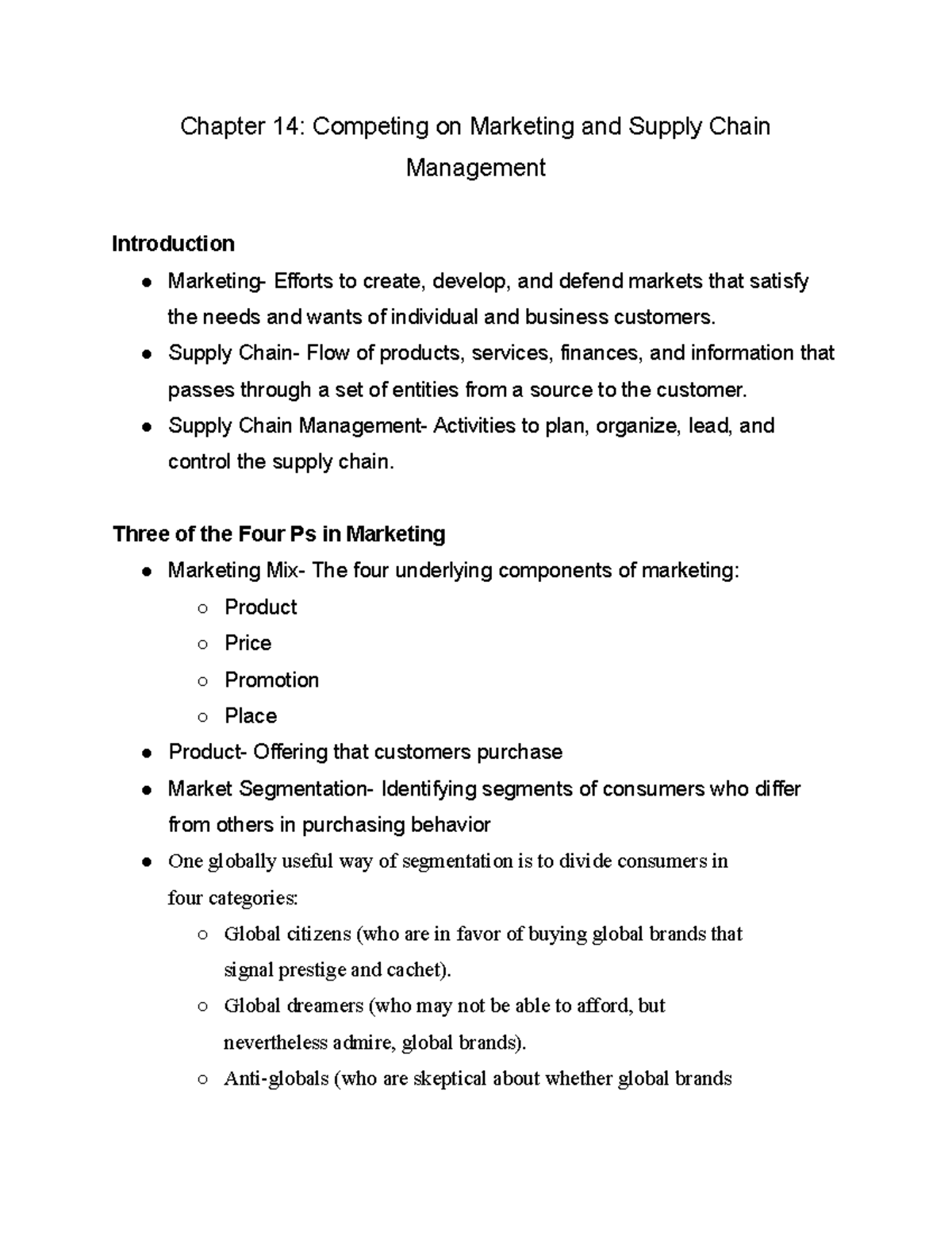 Chapter 14 Competing on Marketing and Supply Chain Management - Chapter ...