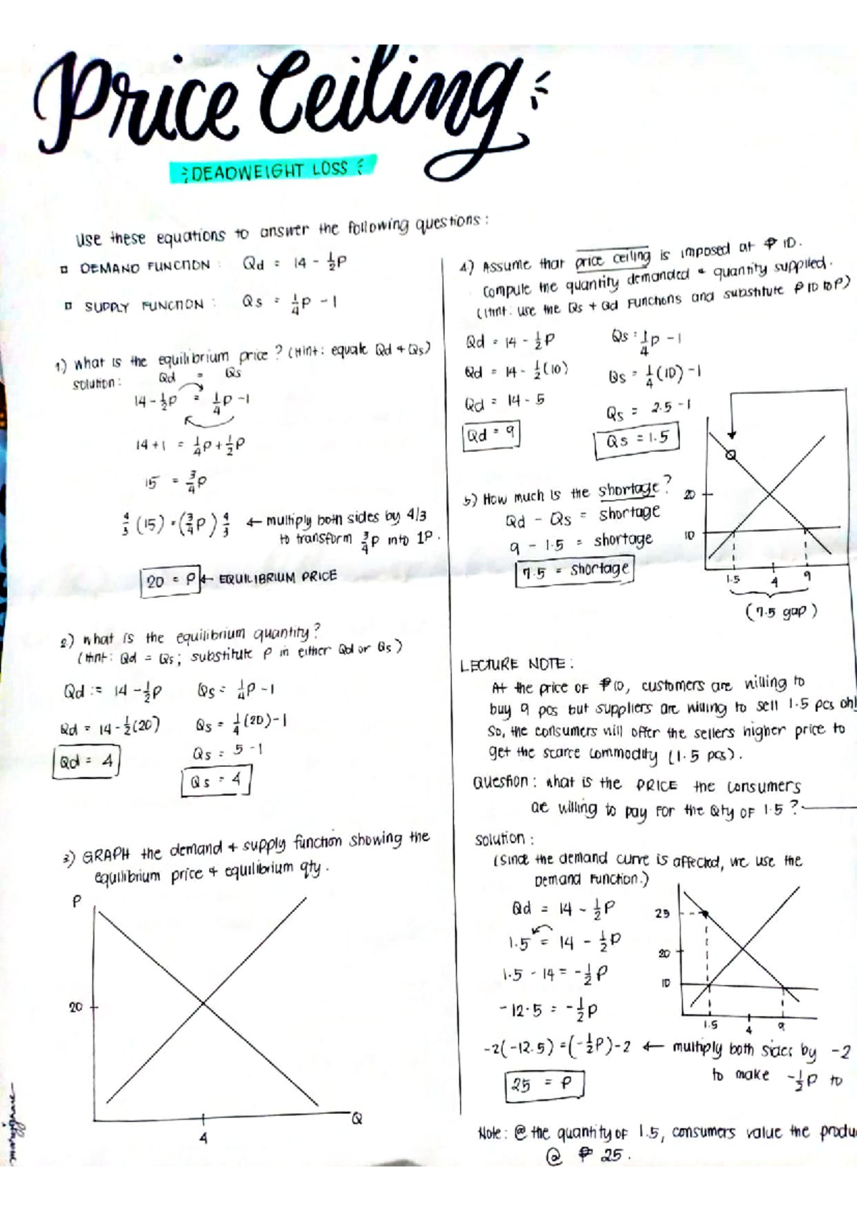 Document-12 - Economics - price ceiling and price floor - Price Ceiling ...