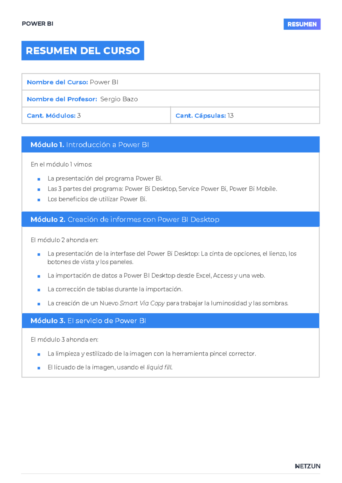Resumen del Curso Power BI - POWER BI RESUMEN DEL CURSO Nombre del ...