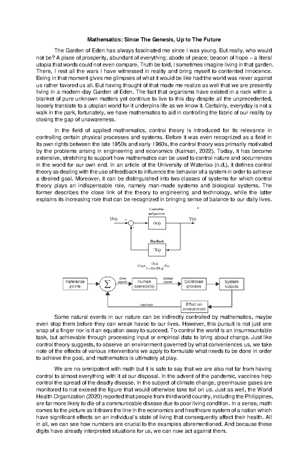 Mathematical Vignette - Mathematics: Since The Genesis, Up to The ...