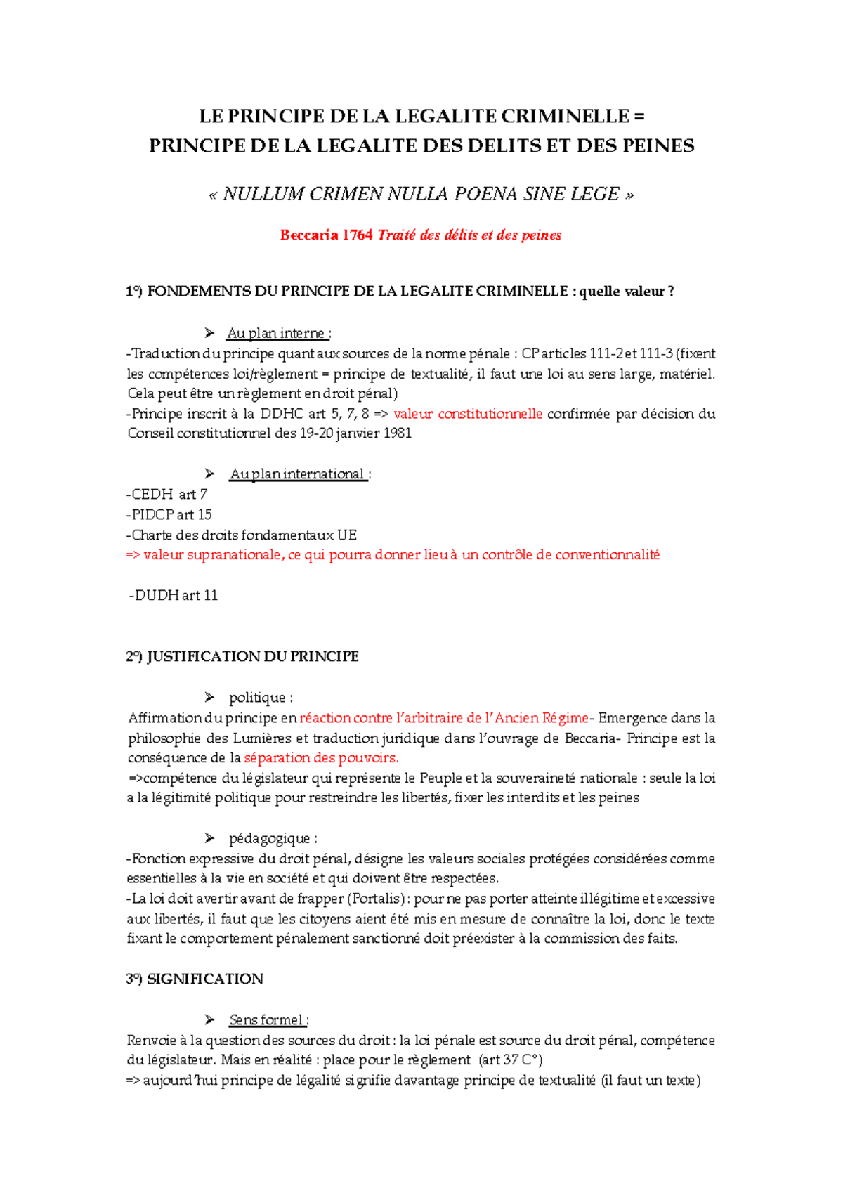 Principe légalité fiche - LE PRINCIPE DE LA LEGALITE CRIMINELLE ...