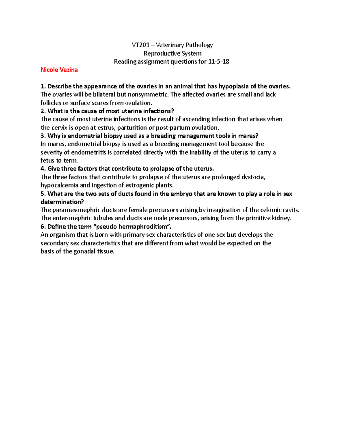 Veterinary Pathology and Reproduction - VT201 – Veterinary Pathology ...