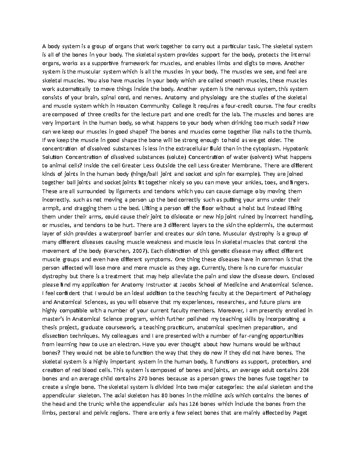 Anatomy 3 - essay - A body system is a group of organs that work ...