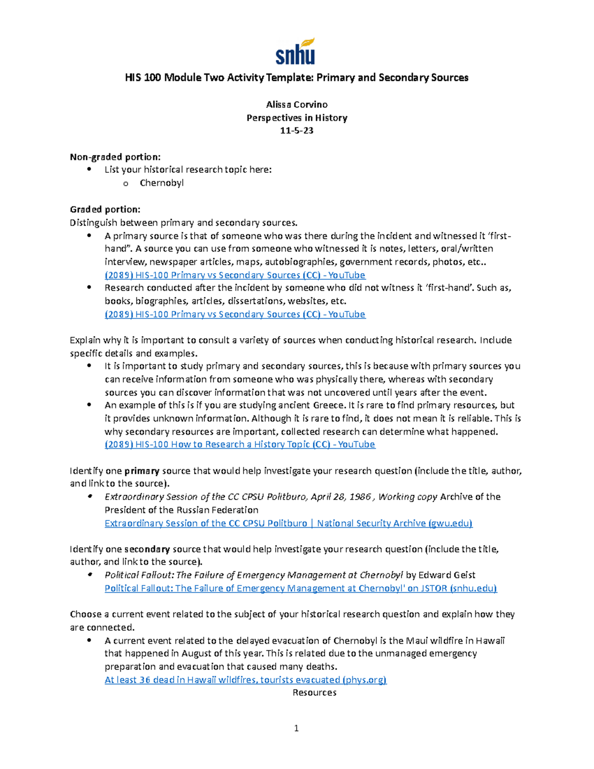 2-2 Activity HIS - Assignment - HIS 100 Module Two Activity Template ...