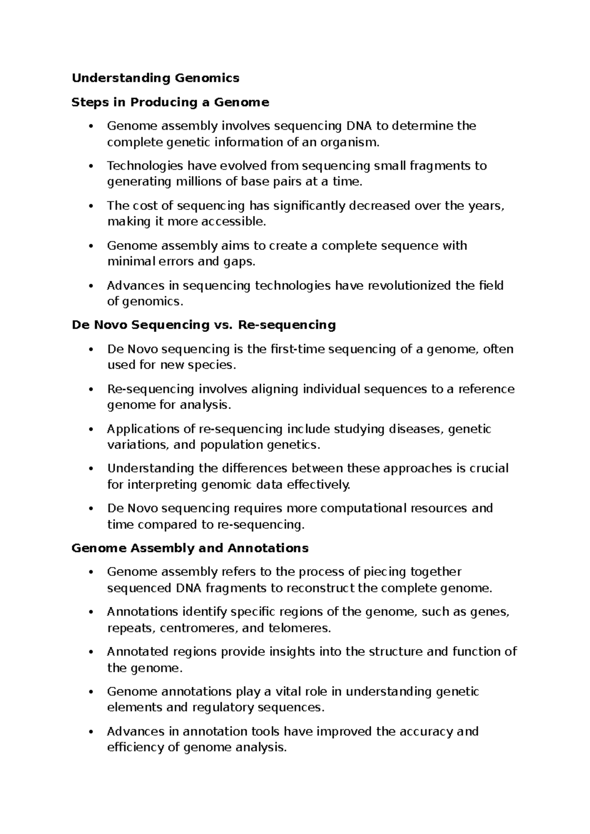 Understanding Genomics - Understanding Genomics Steps in Producing a ...