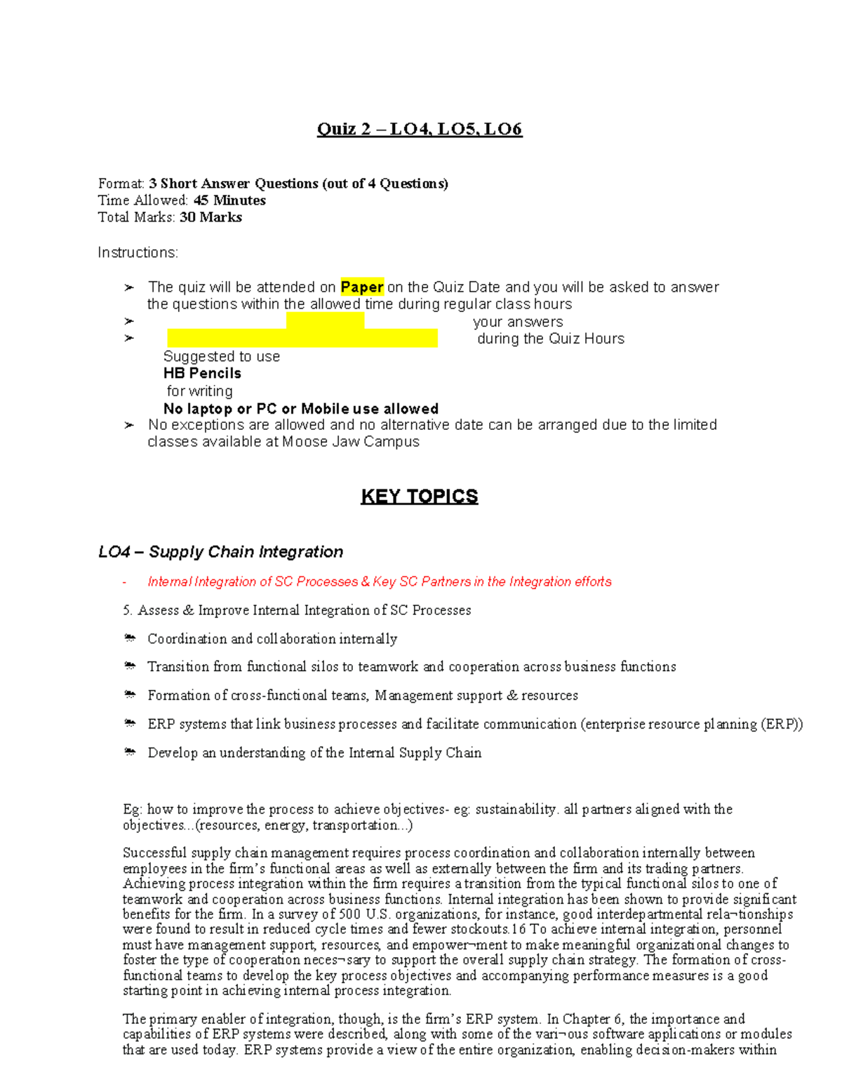 Quiz 2 - Instructions -LO4, LO5, LO6 - Quiz 2 – LO4, LO5, LO Format: 3 ...