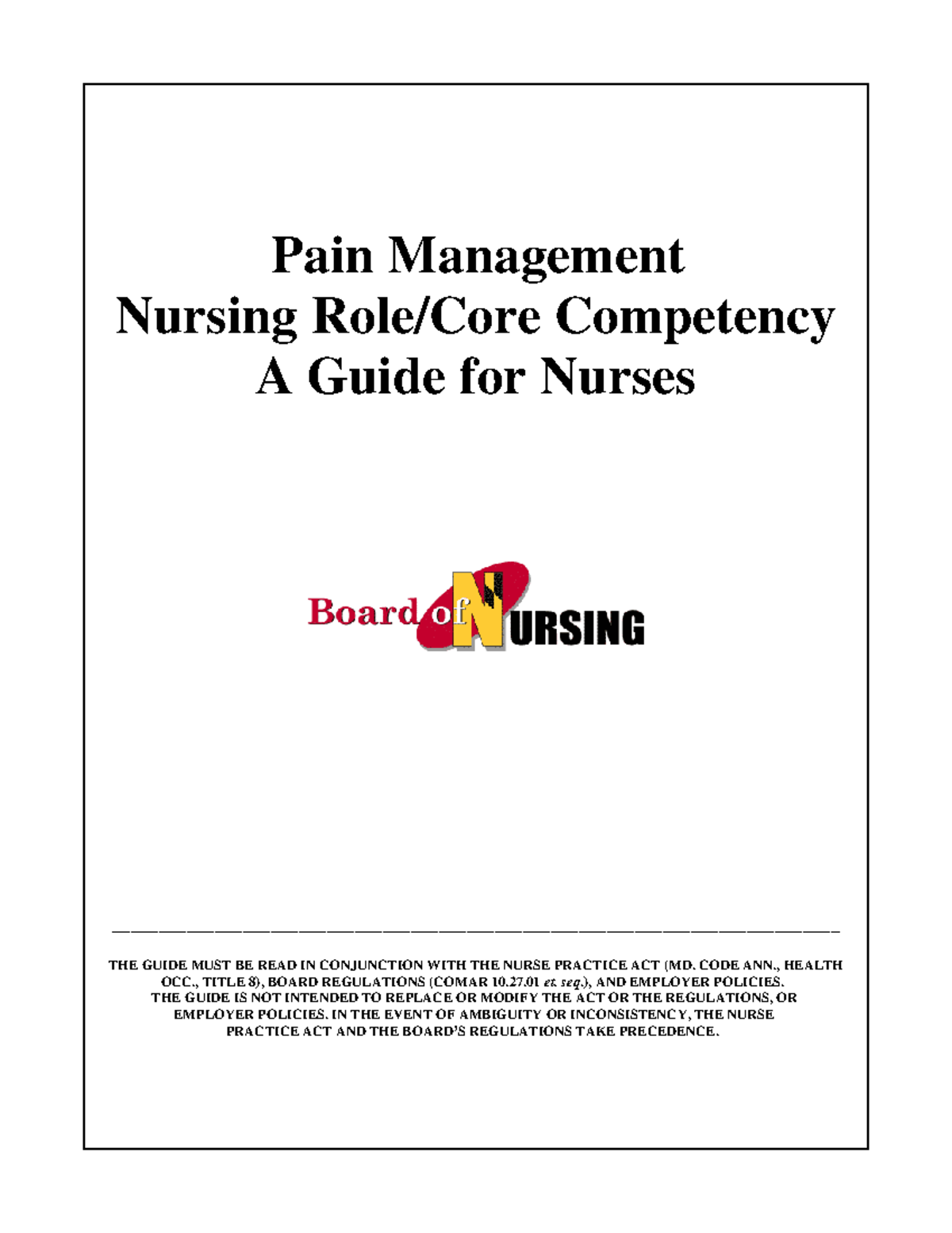 Pain management - Pain Management Nursing Role/Core Competency A Guide ...