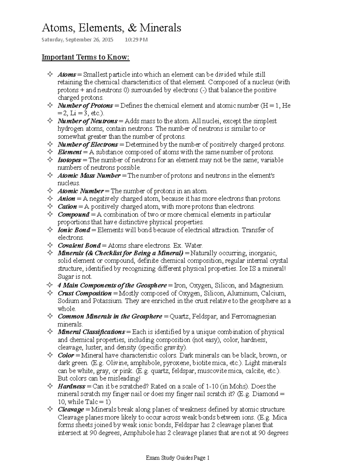GLG121 Atoms, Elements, and Minerals Lecture - Warning: TT: undefined ...