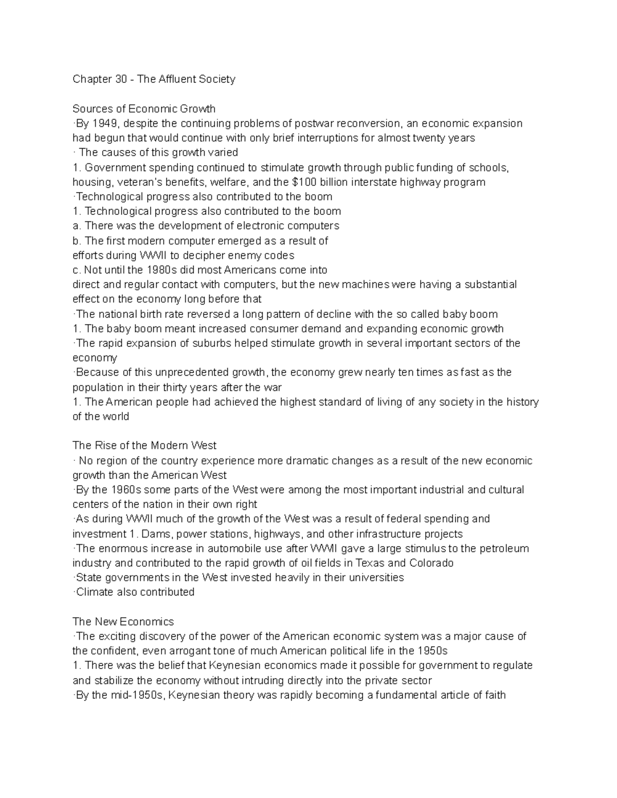 History noted 47 - These are my detailed notes. - Chapter 30 - The ...