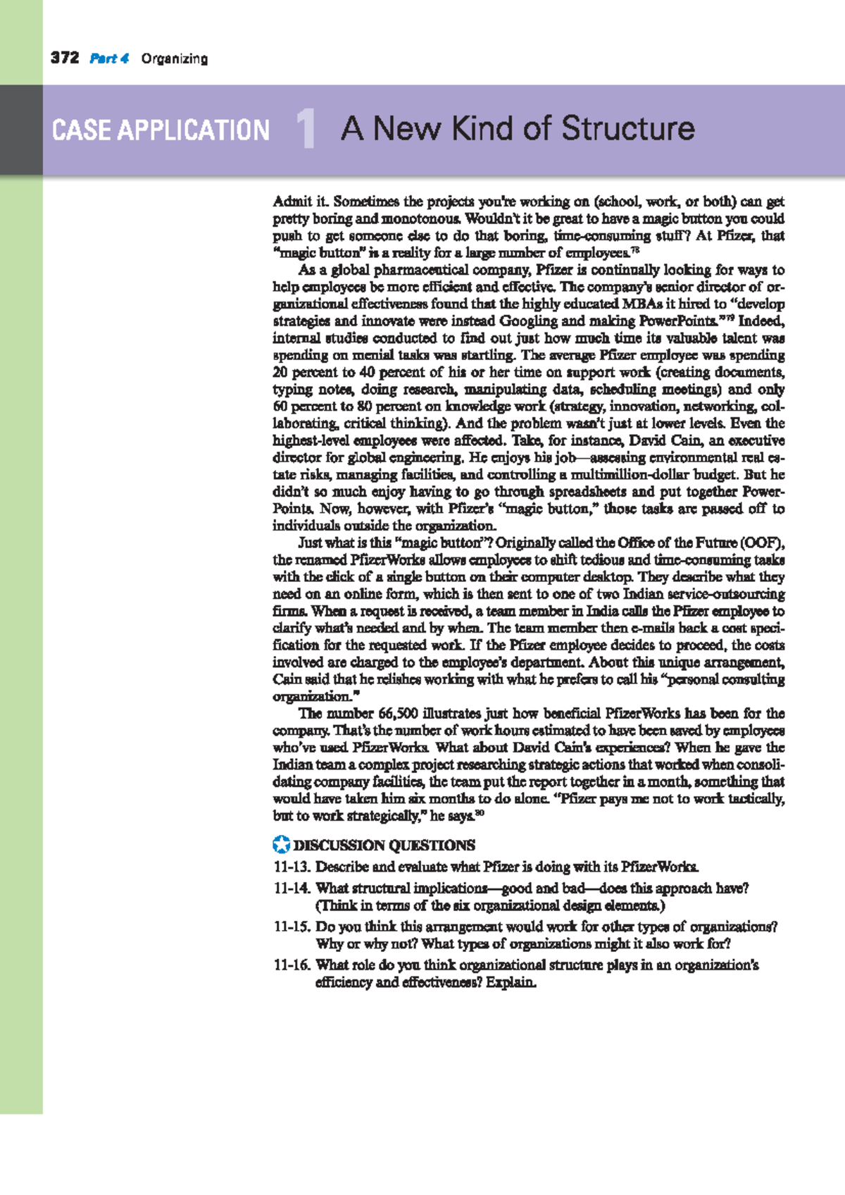[Textbook] Case Application - 372 Part 4 Organizing CASE APPLICATION 1 A New Kind of Structure ...