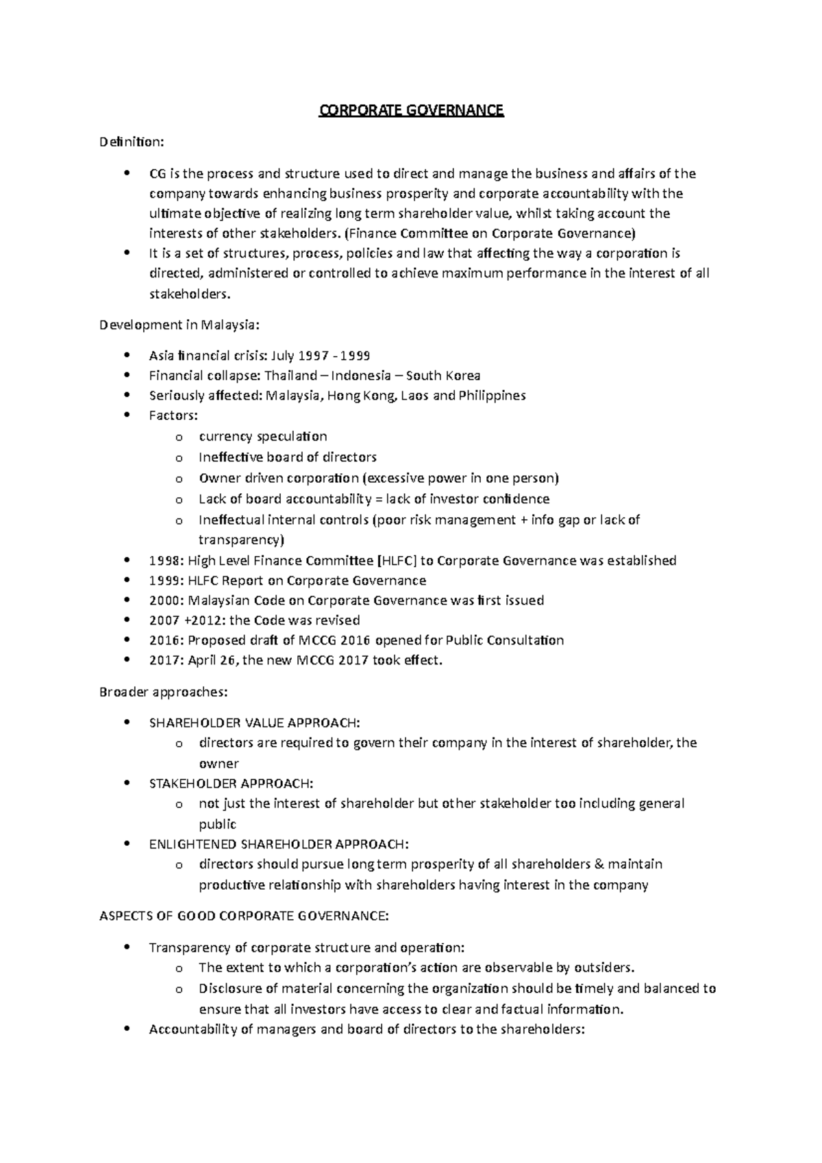 2. Corporate Governance - CORPORATE GOVERNANCE Definition: CG is the ...