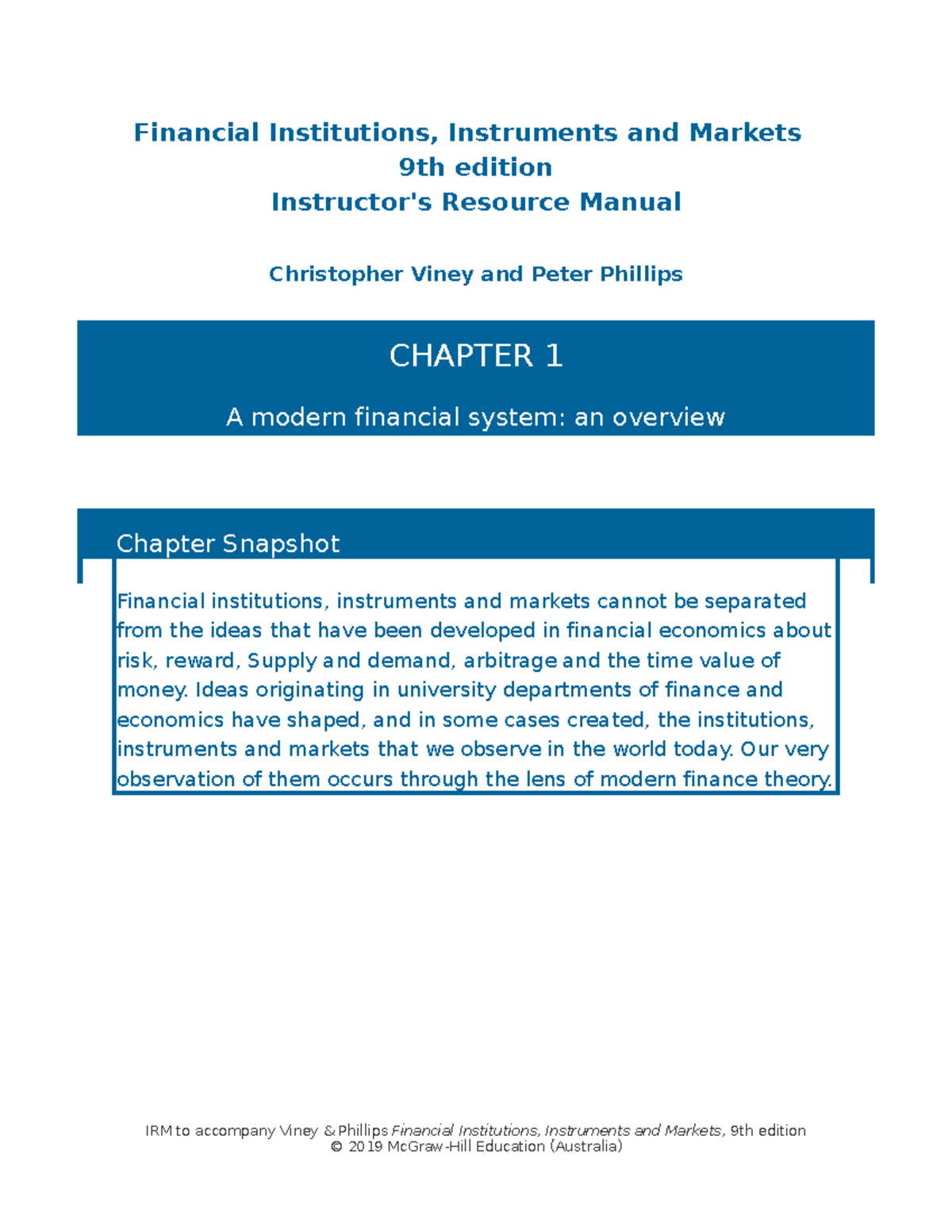 Financial Institutions Instruments and Markets Overview - Studocu
