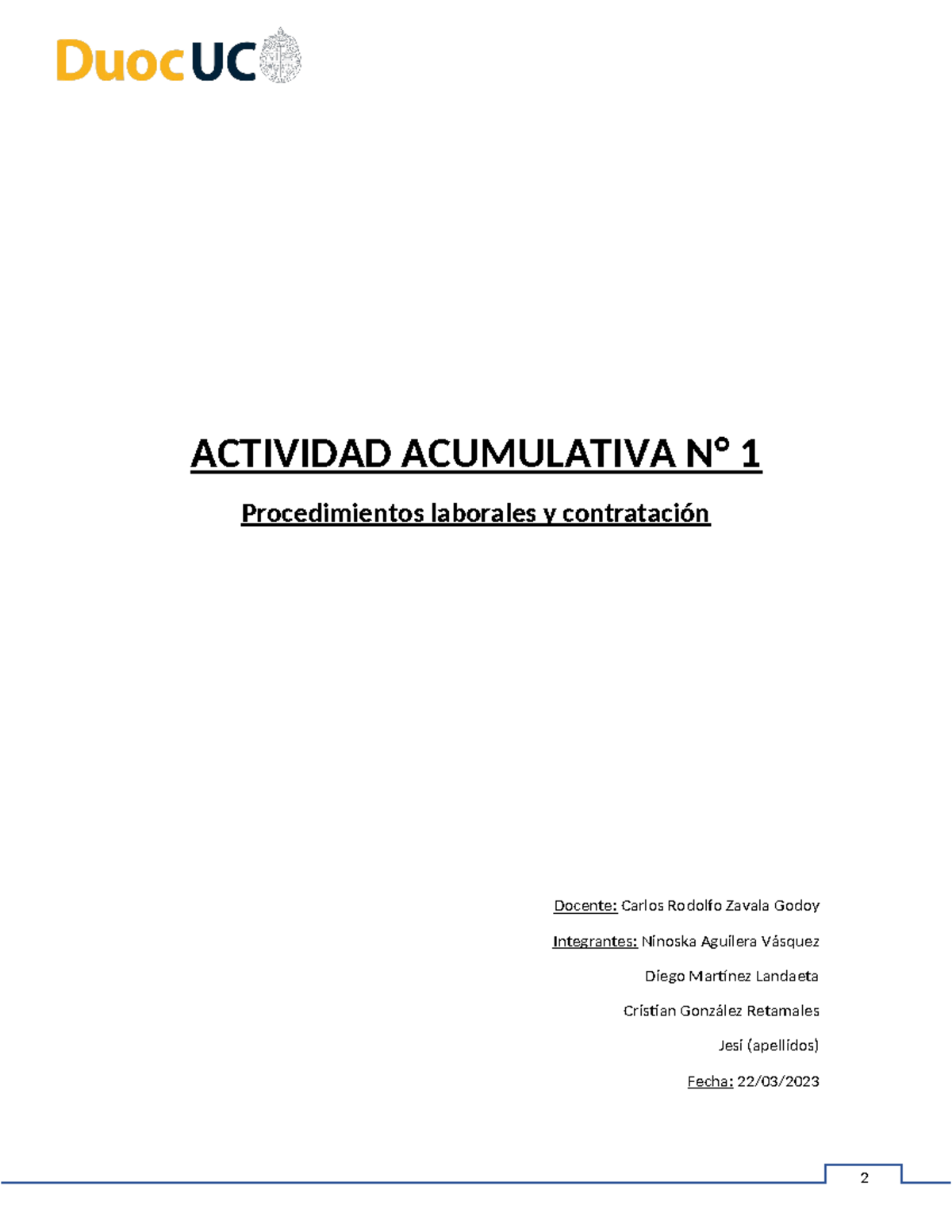 Actividad%20 Acumulativa - 2 ACTIVIDAD ACUMULATIVA N° 1 Procedimientos laborales y contratación ...