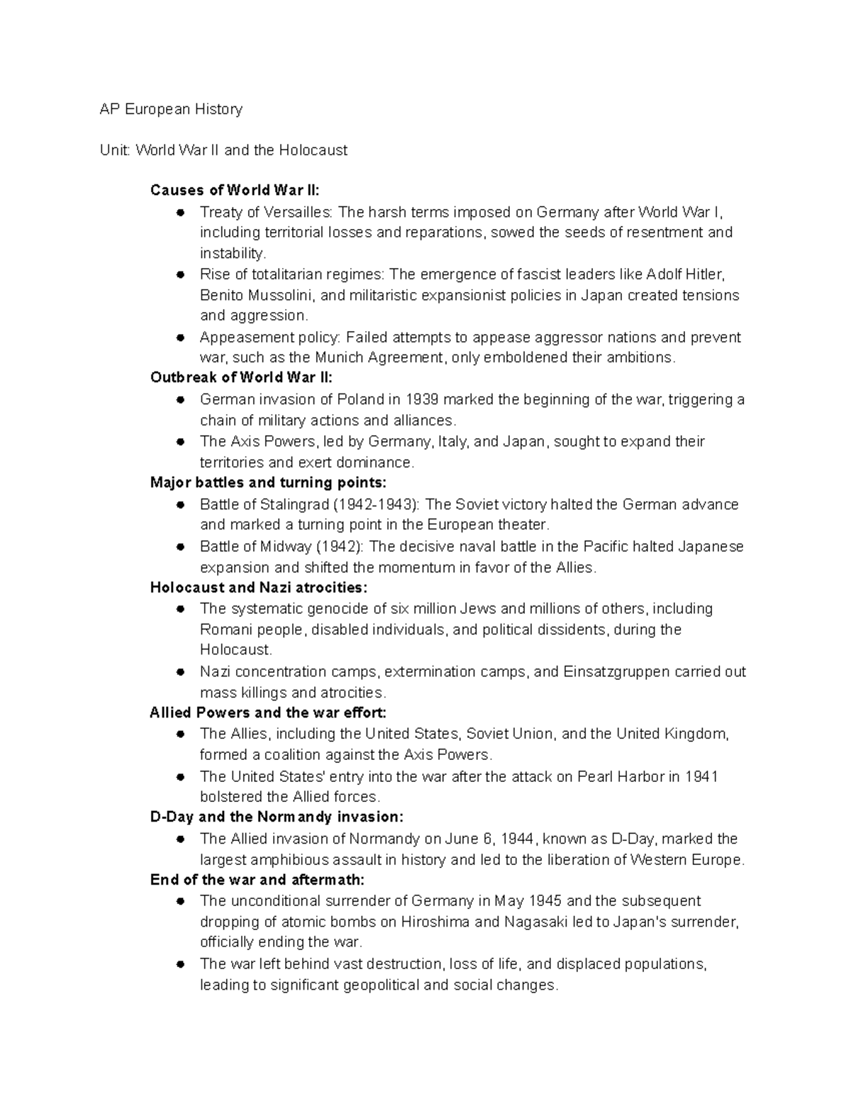 AP European History - World War II and the Holocaust - AP European ...