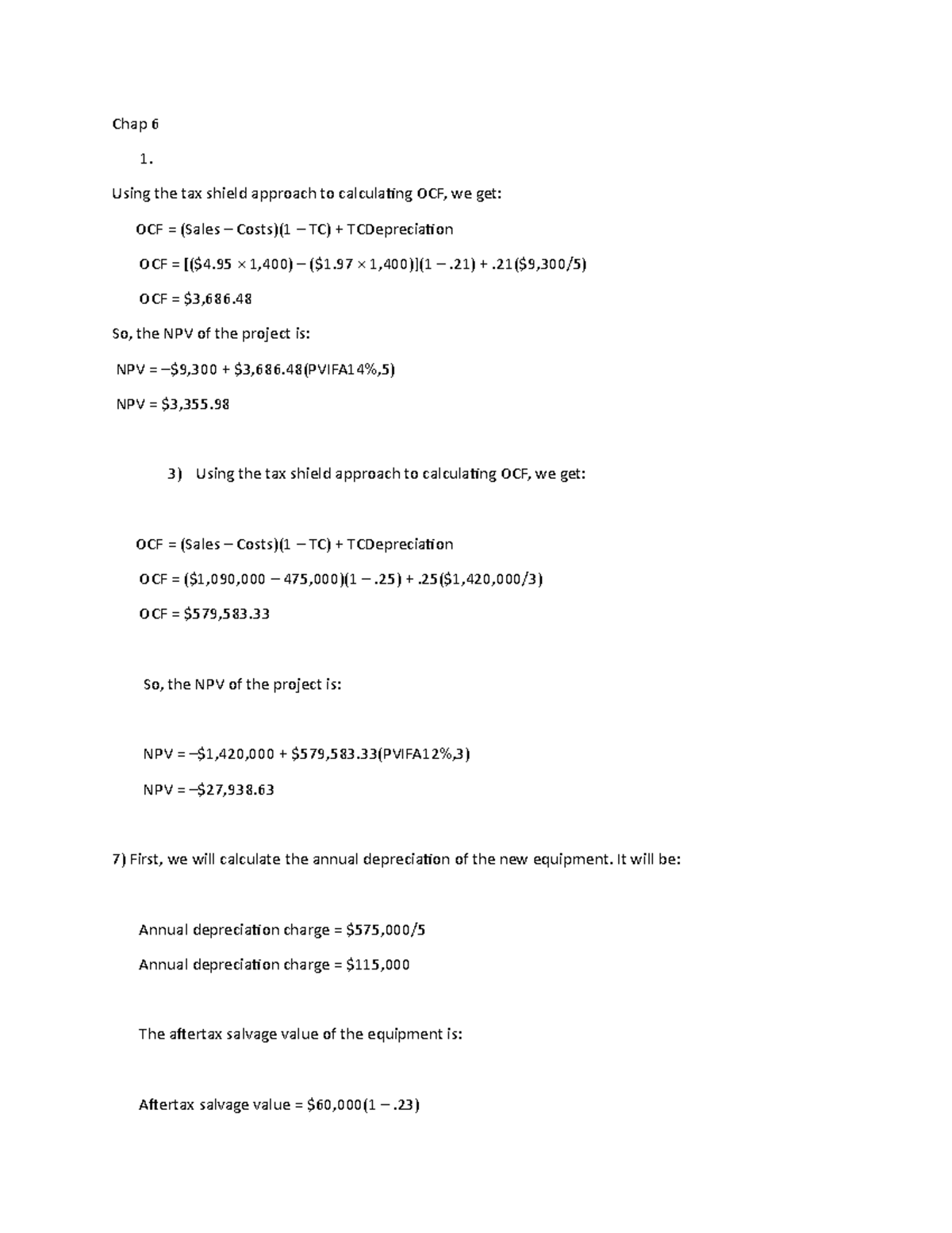 Chap 6 answer keys Corporate Finance - Chap 6 1. Using the tax shield ...