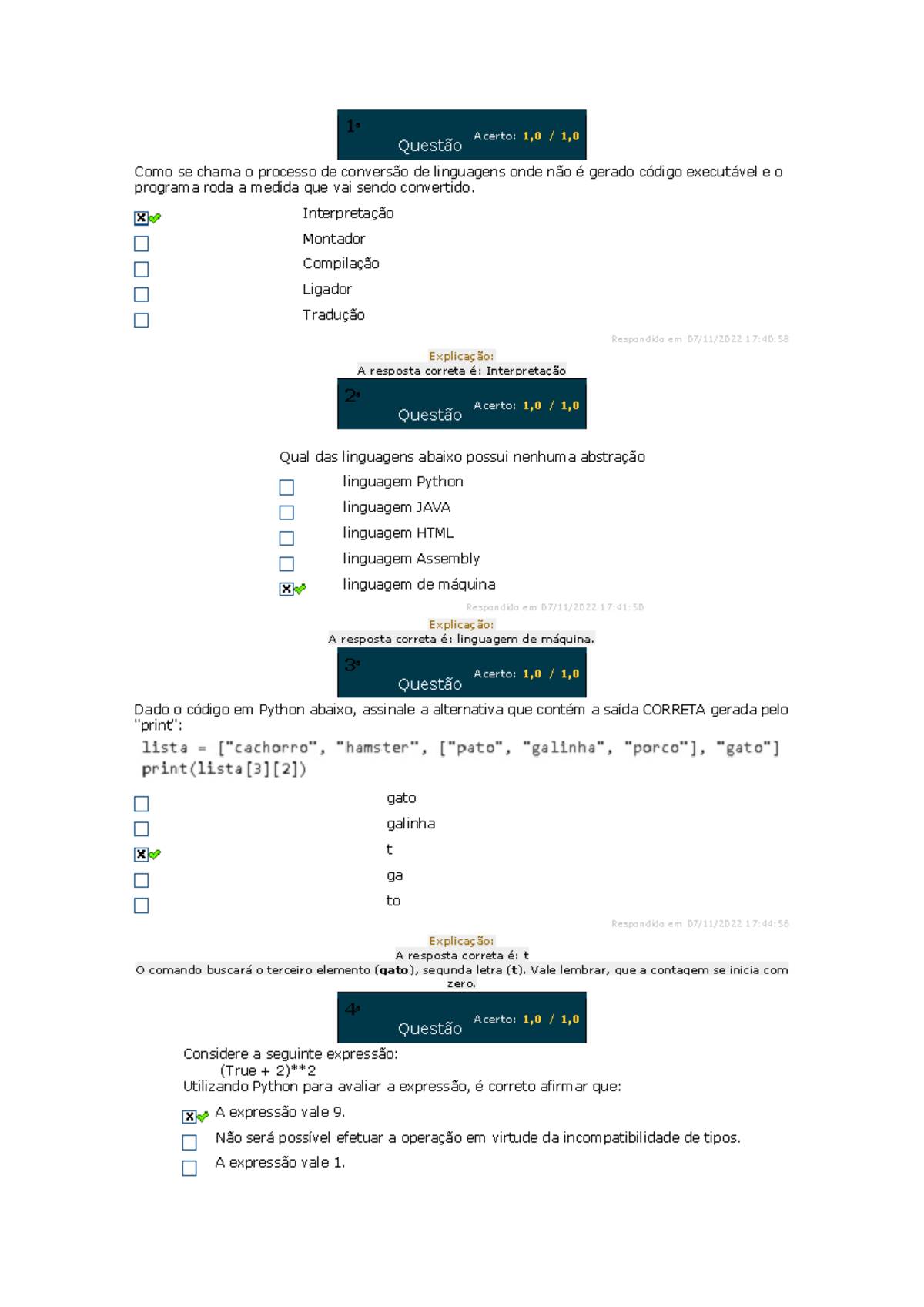Simulado Estácio Paradigmas DE Linguagens DE Programação EM Python - 1 ...