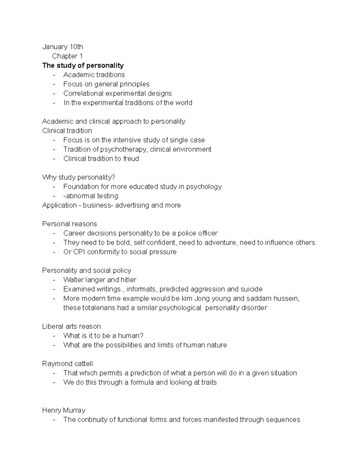 Psych 233 - Lecture notes chapter 1-4 - January 10th Chapter 1 The ...