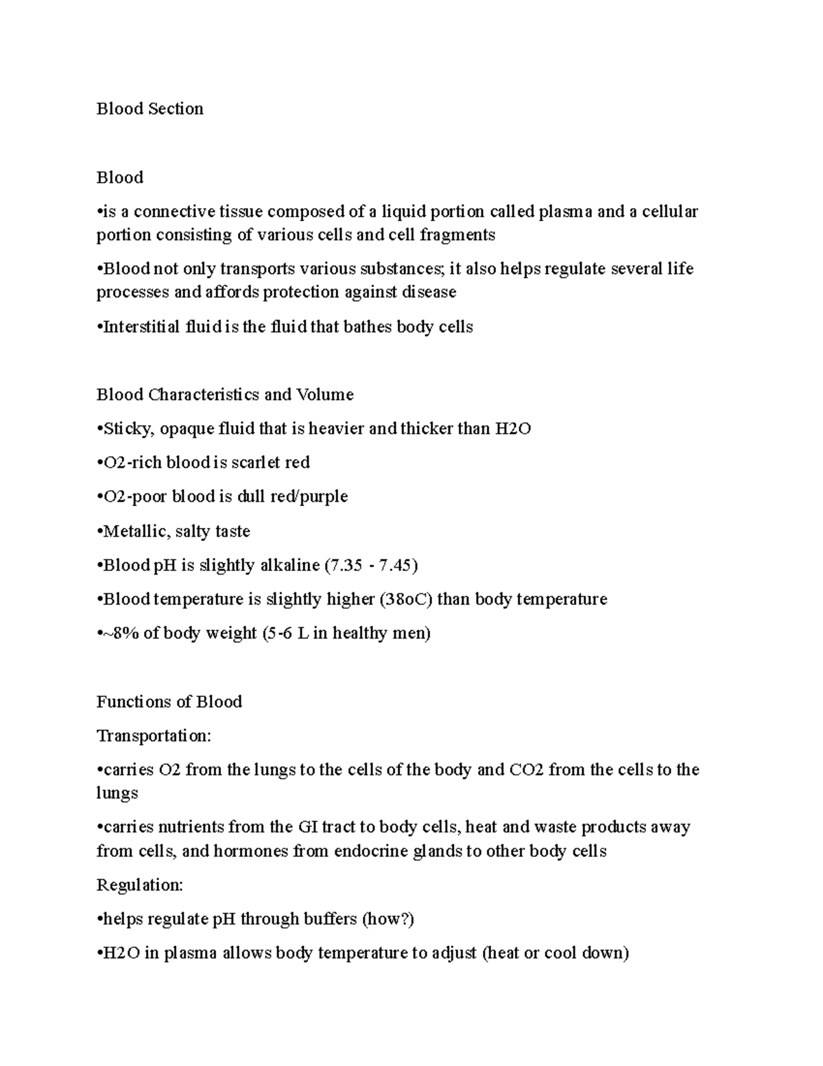 Blood Section - Blood Section Blood •is a connective tissue composed of a liquid portion called ...