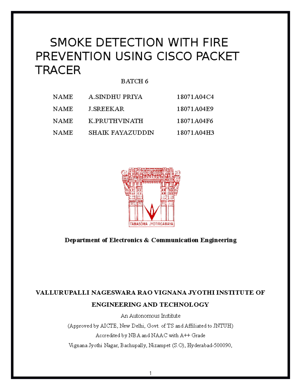 CN course based project - SMOKE DETECTION WITH FIRE PREVENTION USING ...