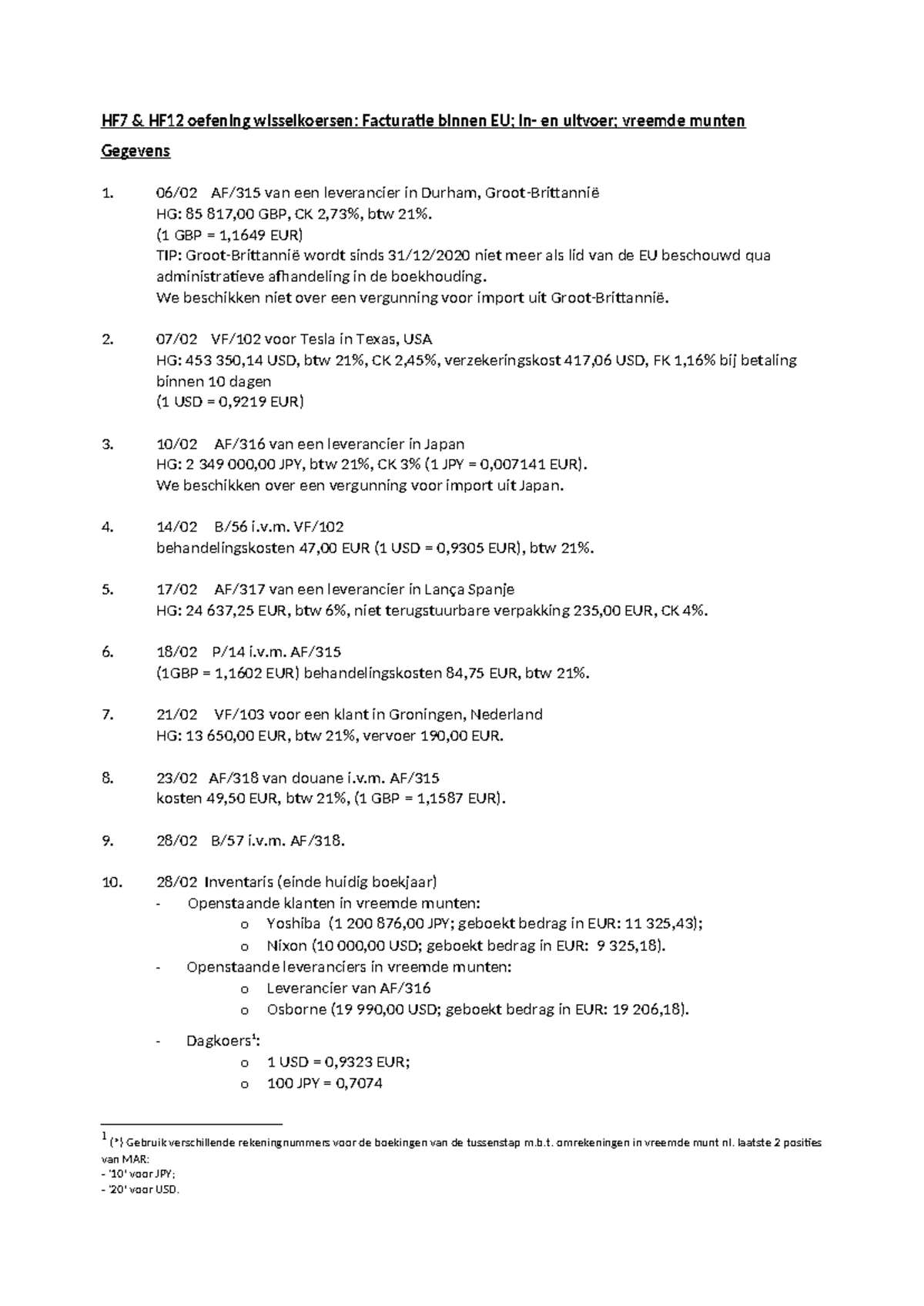 12 extra cursus 28 wisselkoersen met inventaris opg - HF7 & HF12 ...