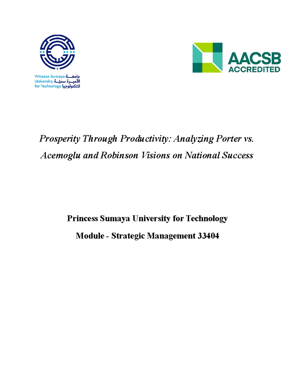 Prosperity Through Productivity - Acemoglu and Robinson Visions on ...