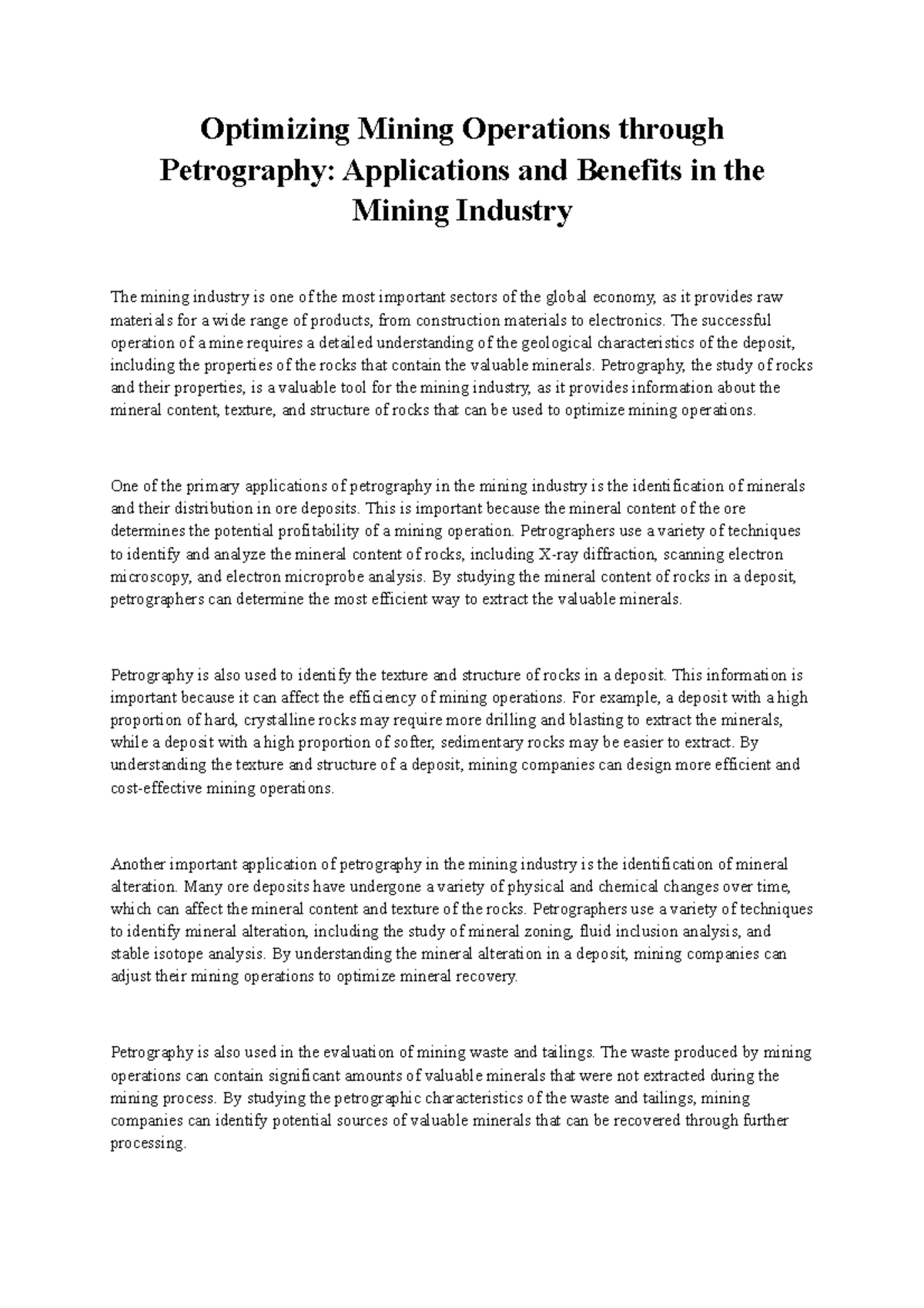 Optimizing Mining Operations through Petrography - Optimizing Mining ...