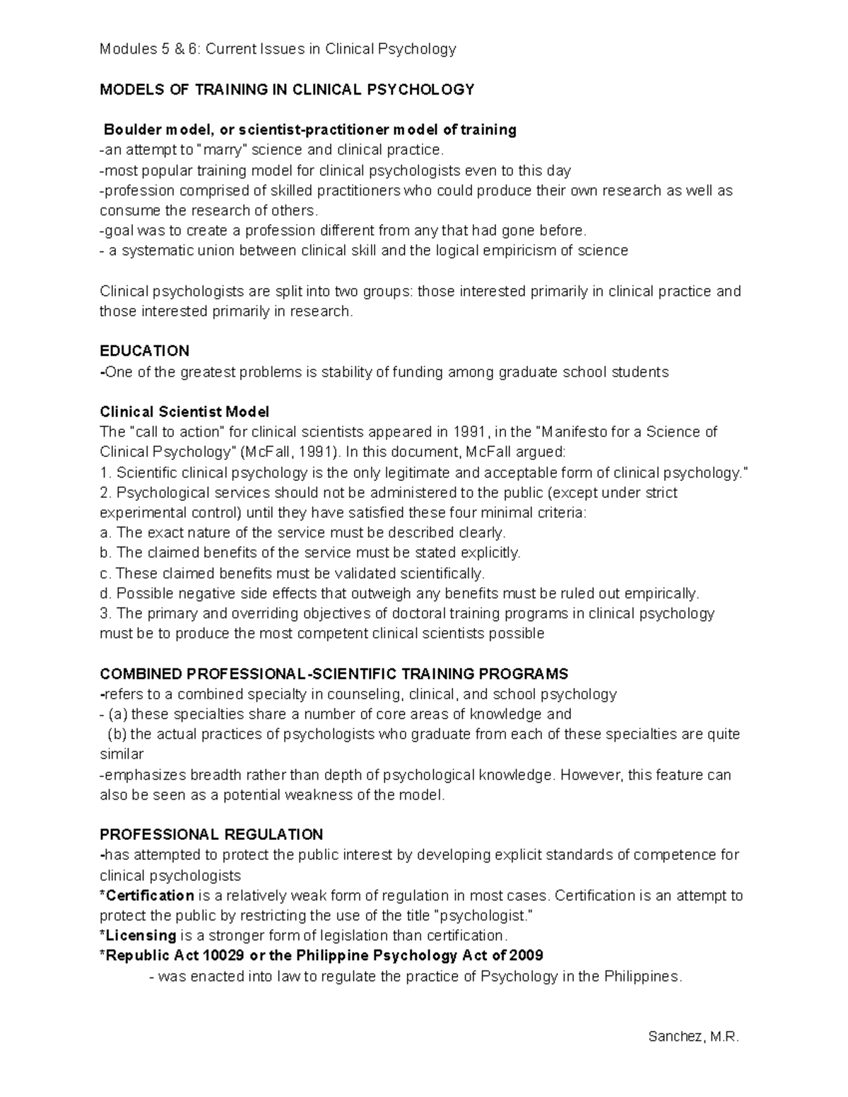 Clinpsy Module 5-8 - notes - Modules 5 & 6: Current Issues in Clinical ...