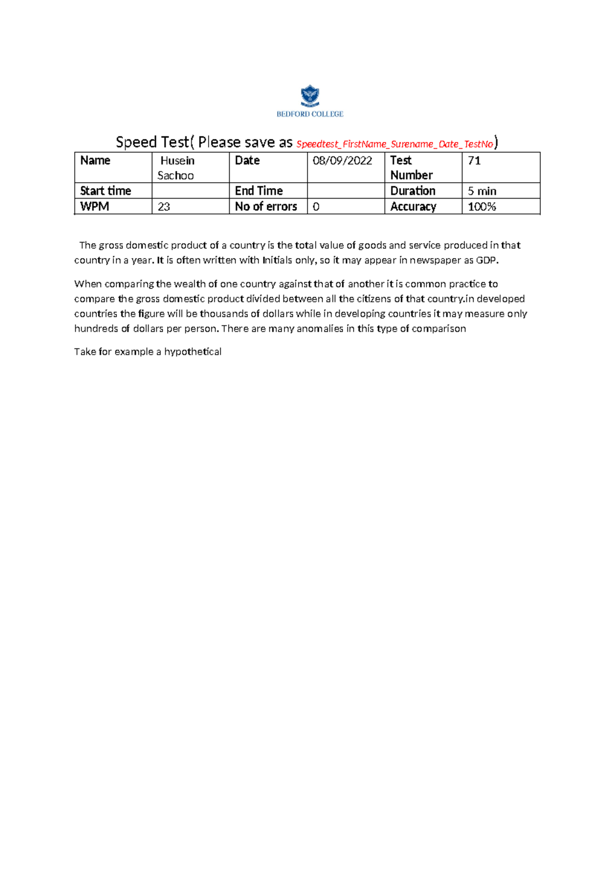 Speed Test Term 3 Week 4 (SEPT) - Speed Test( Please save as - Studocu