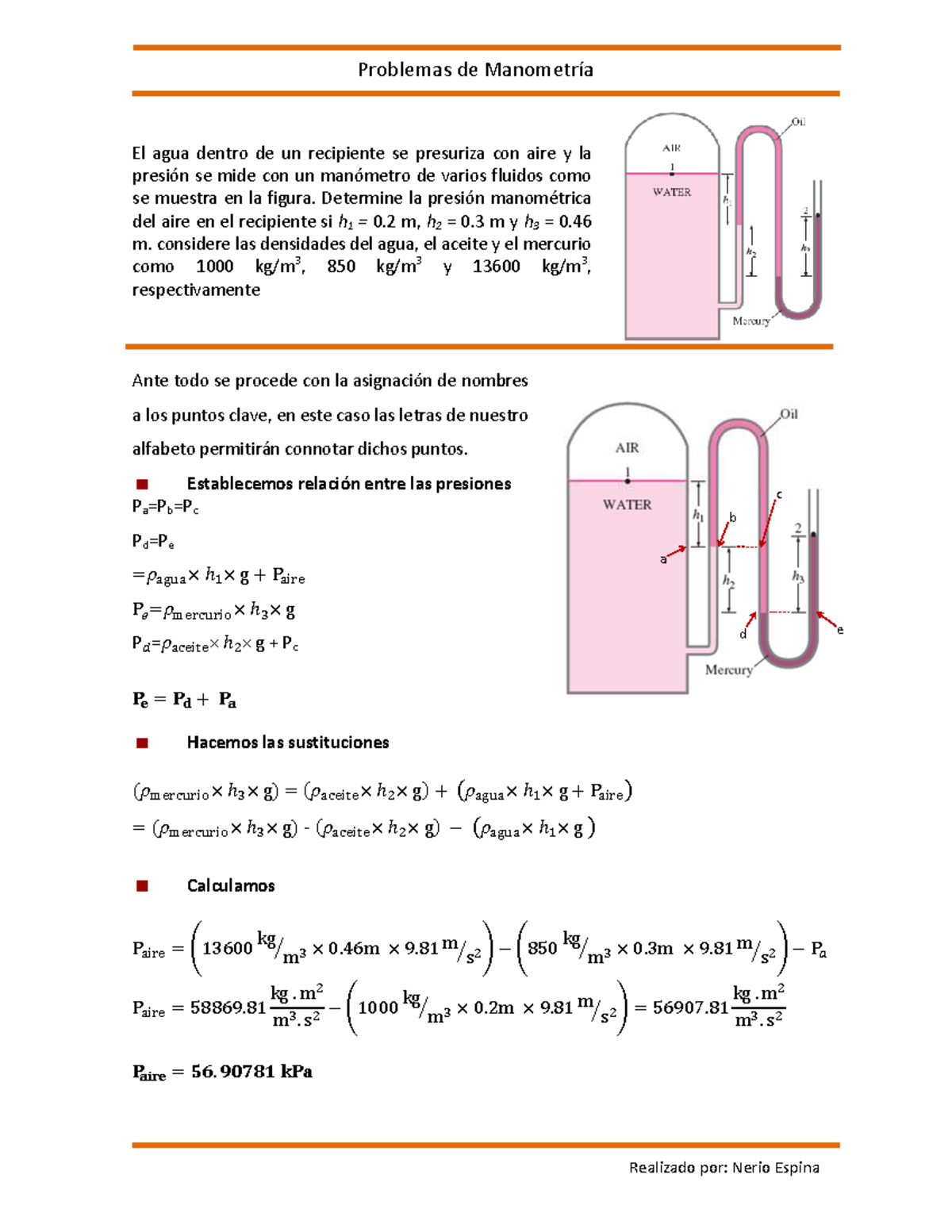 Ejercicios-de-manometría y problemas de manometría - Realizado por ...