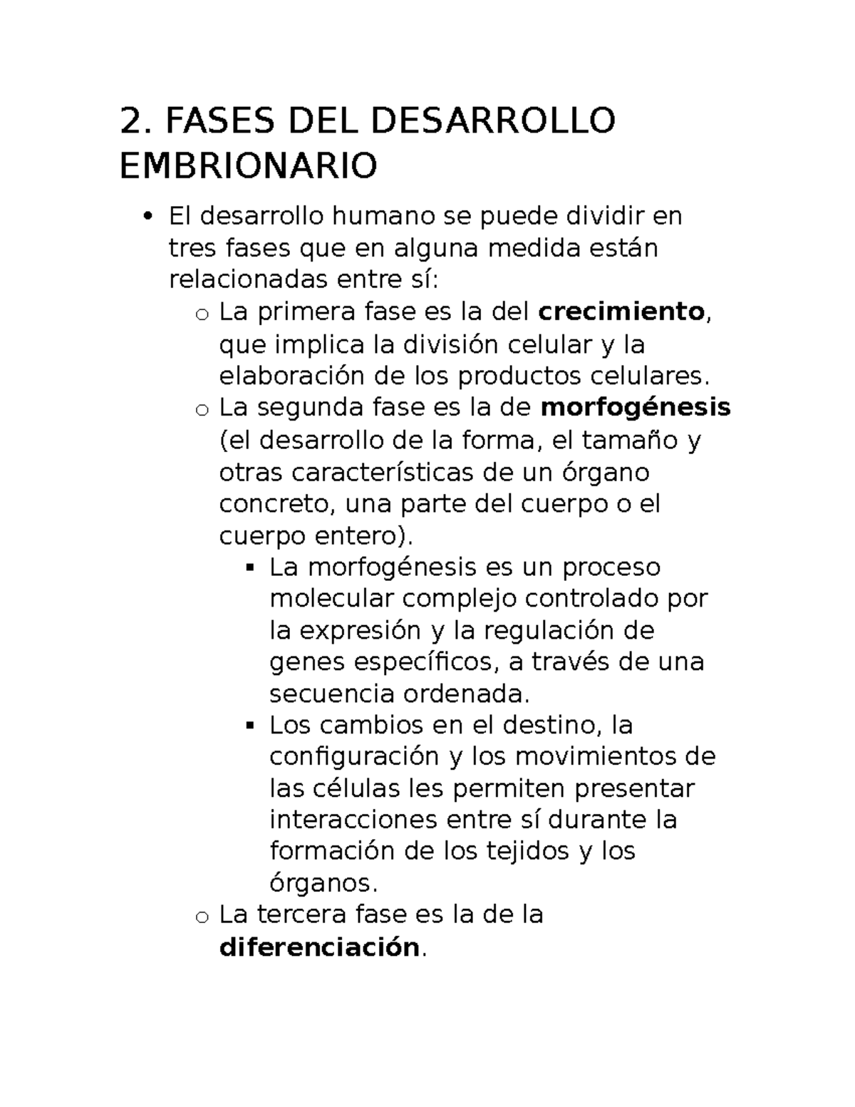 2. Fases DEL Desarrollo Embrionario - 2. FASES DEL DESARROLLO ...