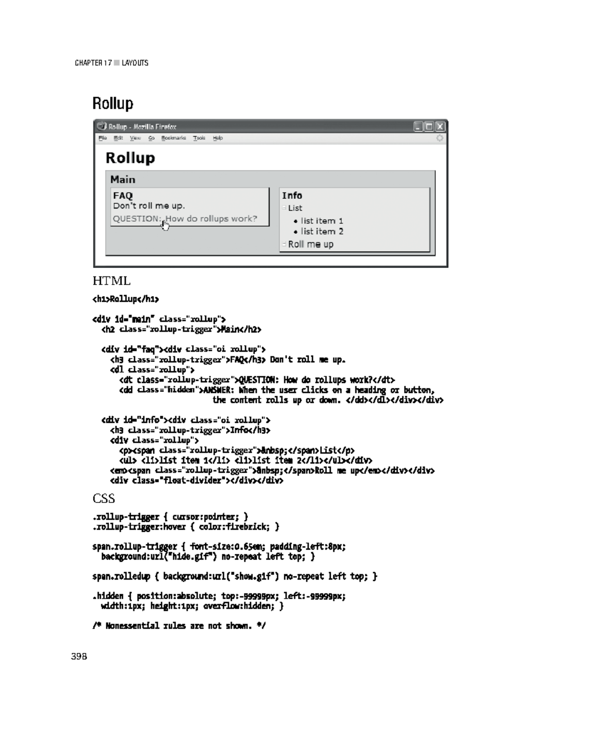 Web development (38) - Rollup HTML Rollup Main FAQ Don't roll me up. QUESTION: How do rollups ...