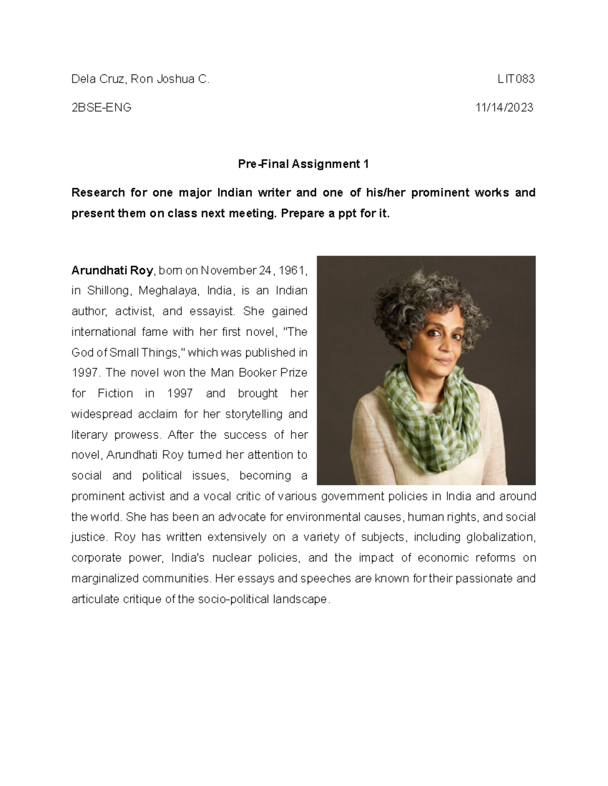 Dela Cruz, R. - Indian Writer and Works (LIT083) - Dela Cruz, Ron ...