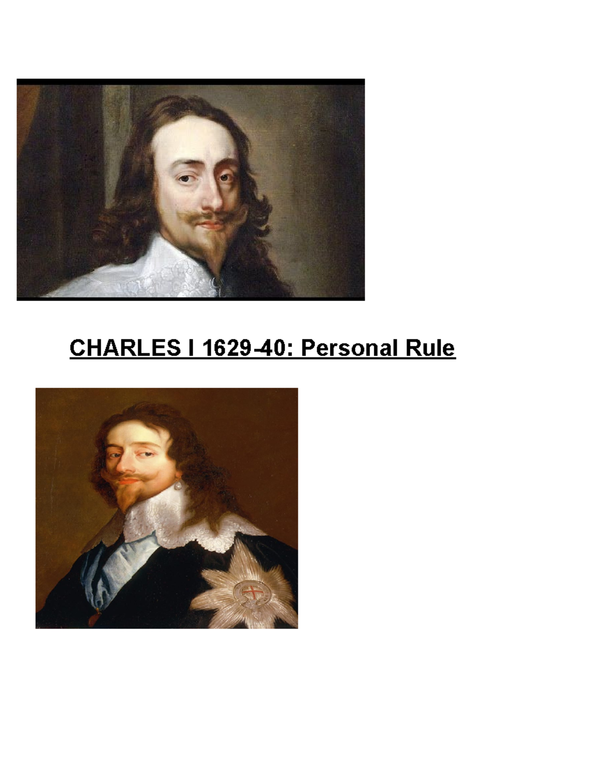 Charles I 1629-40 Personal Rule - CHARLES I 1629-40: Personal Rule ...