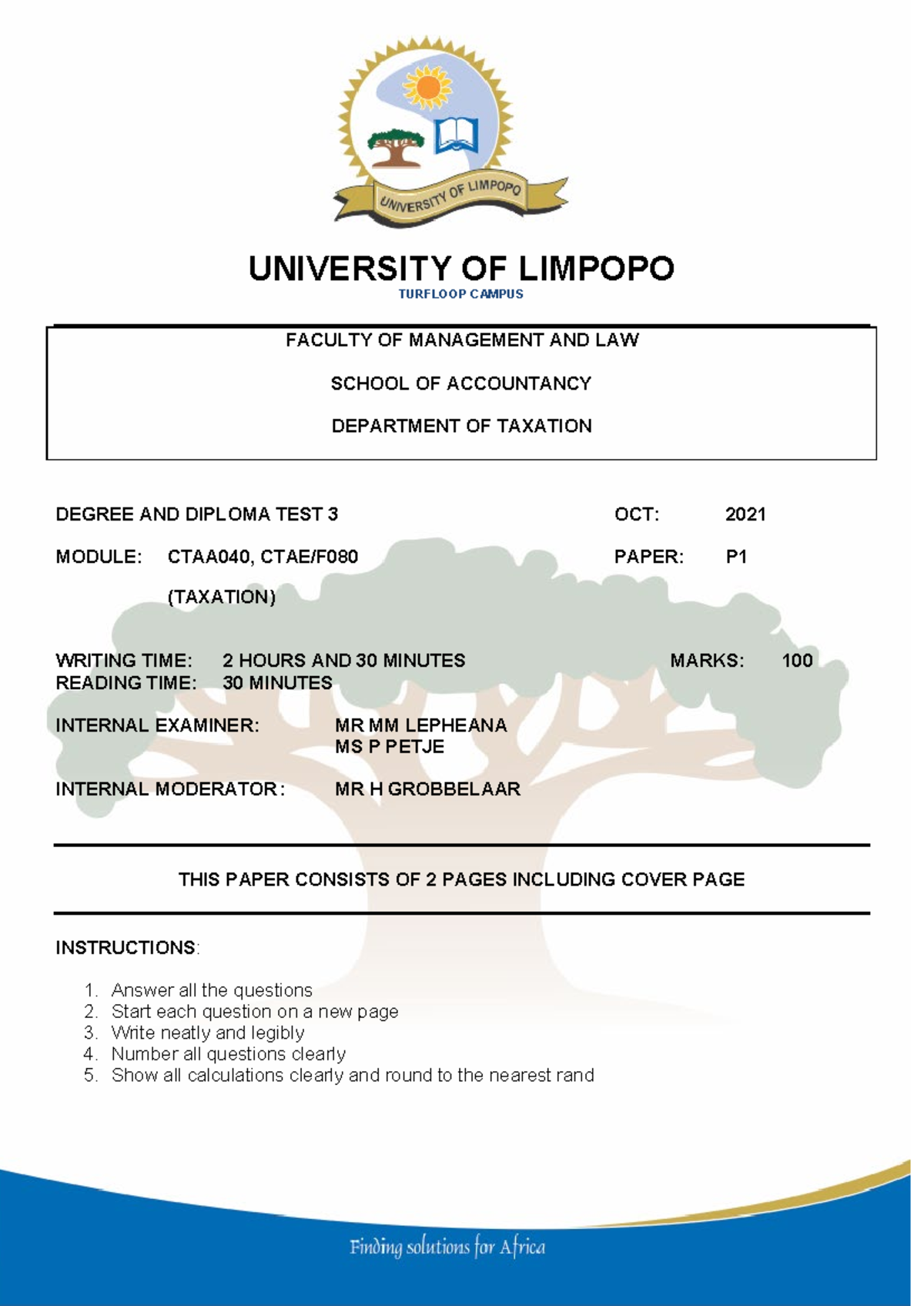 2021 required (Final) - notes - UNIVERSITY OF LIMPOPO TURFLOOP CAMPUS ...