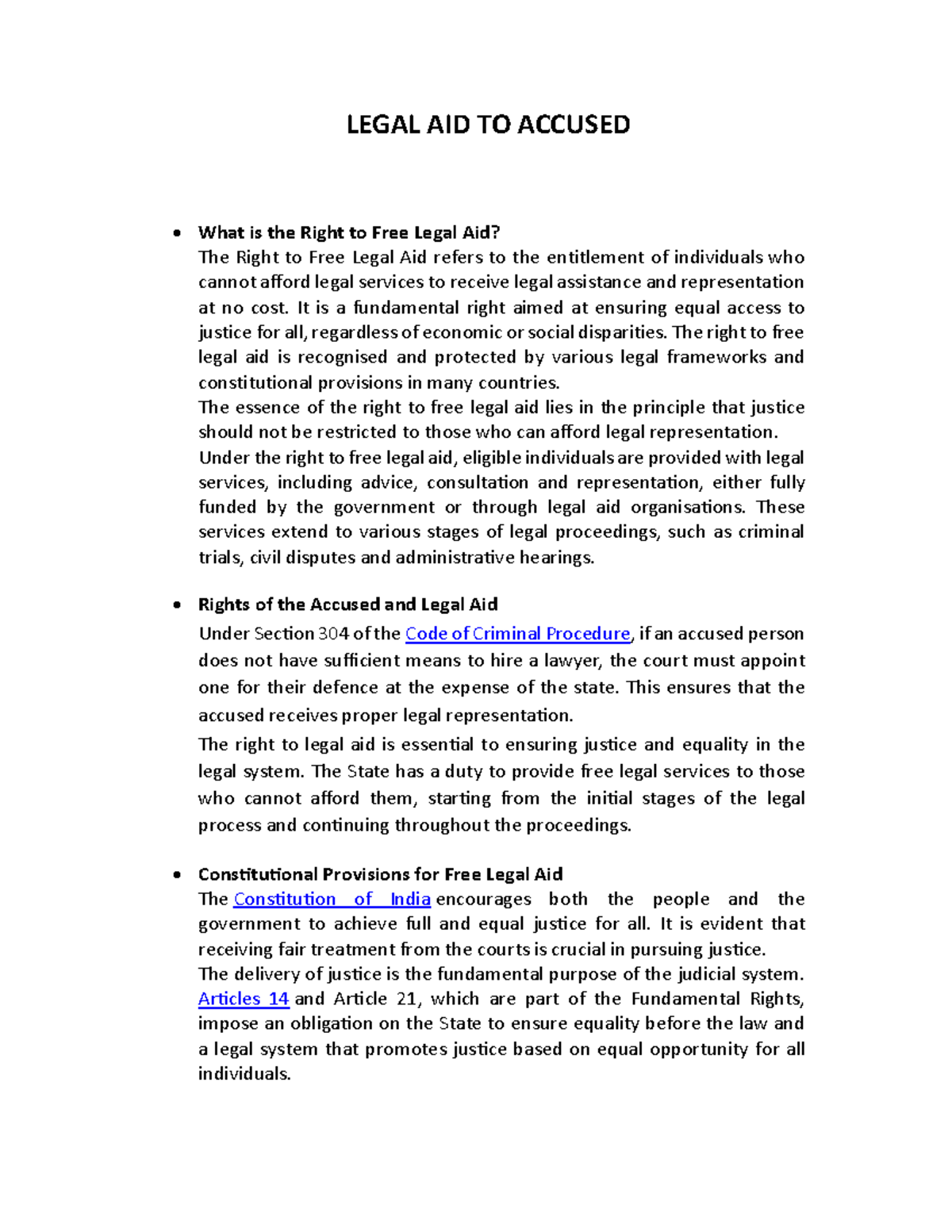 Legal AID TO Accused - Comparitive Criminal Law - LEGAL AID TO ACCUSED ...