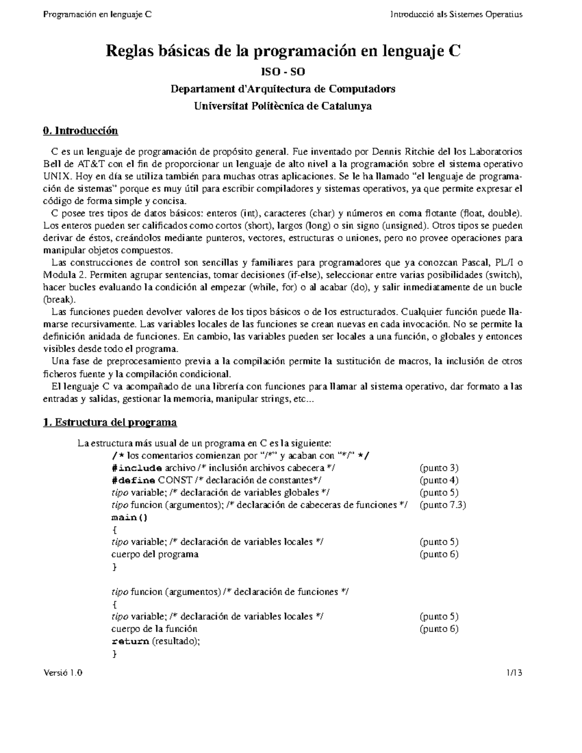 Reglas basicas programacion C - Reglas básicas de la programación en ...