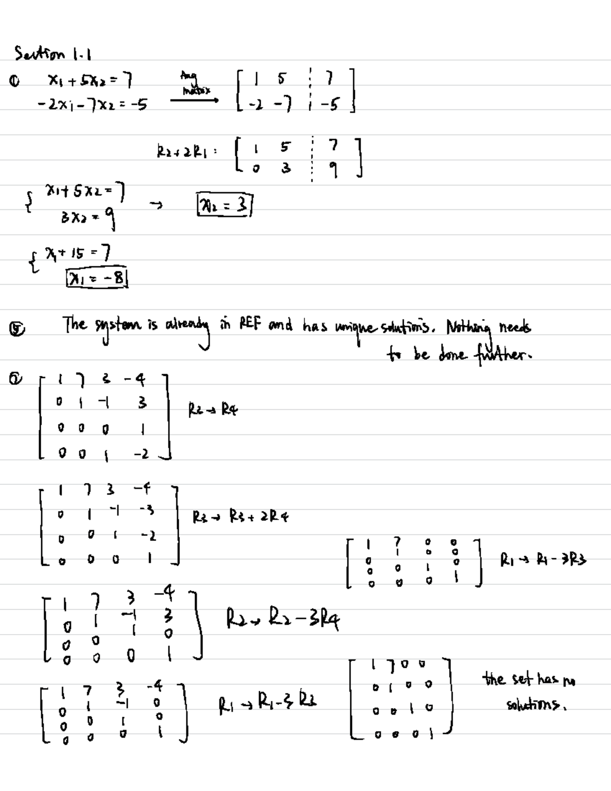 Math54 Homework 1 - Section 1- D x1 + 5x2 = 7 wix. 2xi - [12i 15) 7X ...