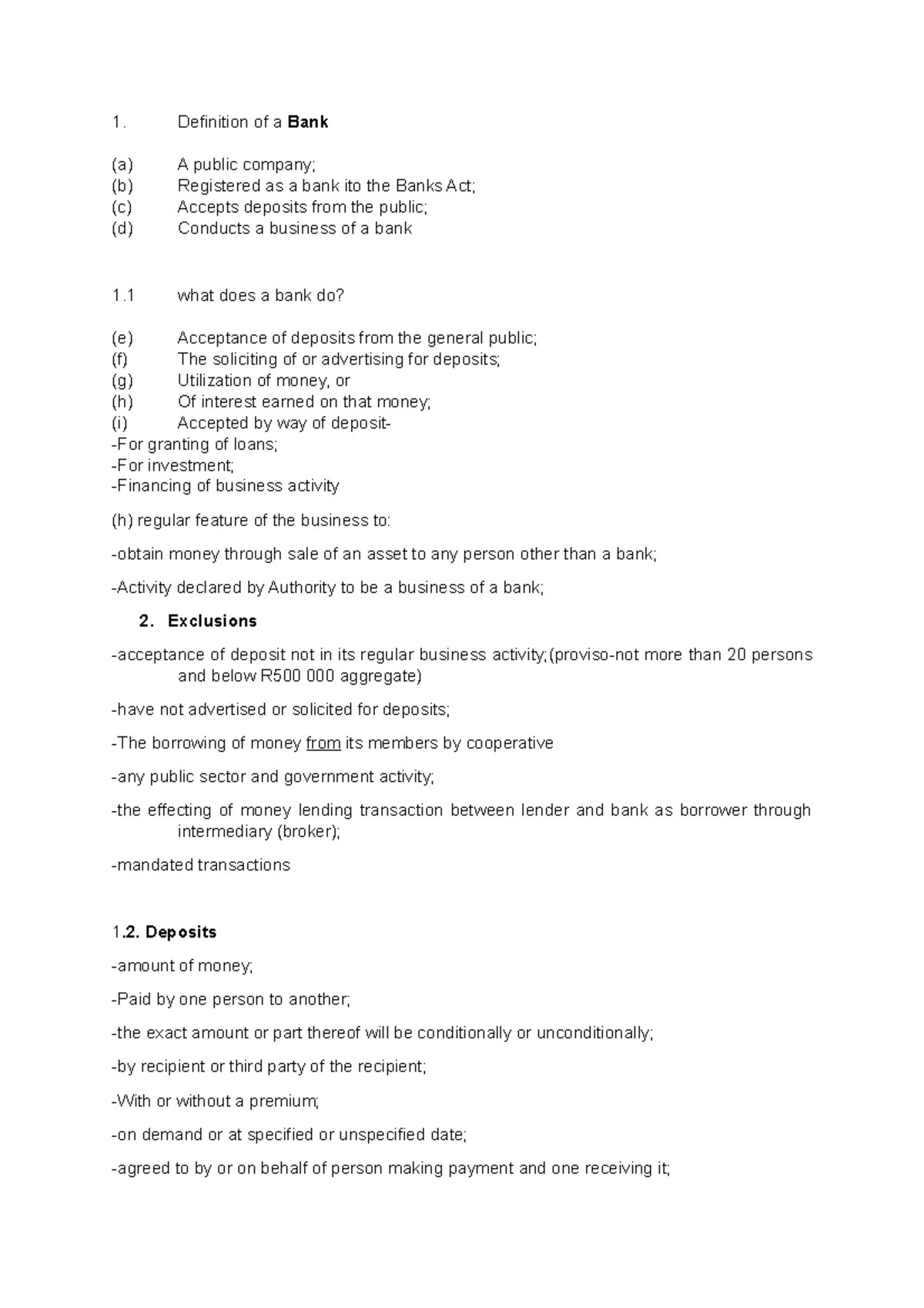 Definition of a Bank - Definition of a Bank (a) A public company; (b ...