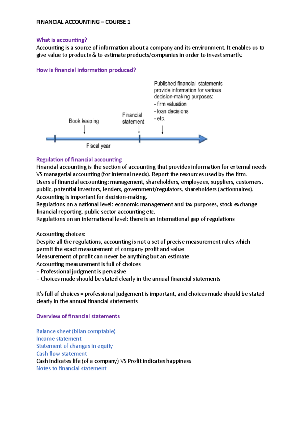 Financial accounting course 1 - FINANCIAL ACCOUNTING – COURSE 1 What is ...