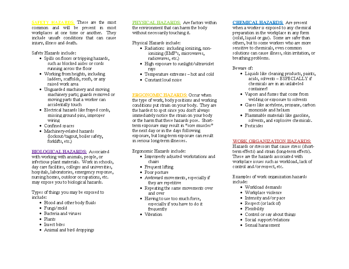 Fy10 sh-20839-10 circle chart - SAFETY HAZARDS: These are the most ...