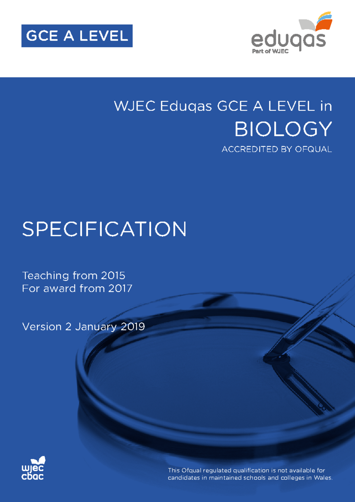 Eduqas a level biology spec from 2015 e - WJEC Eduqas GCE A LEVEL in ...