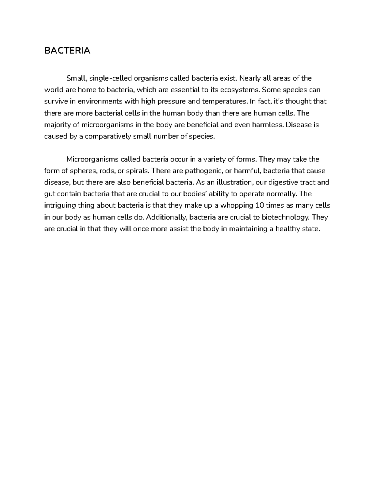 Bacteria - for academic purposes - BACTERIA Small, single-celled ...