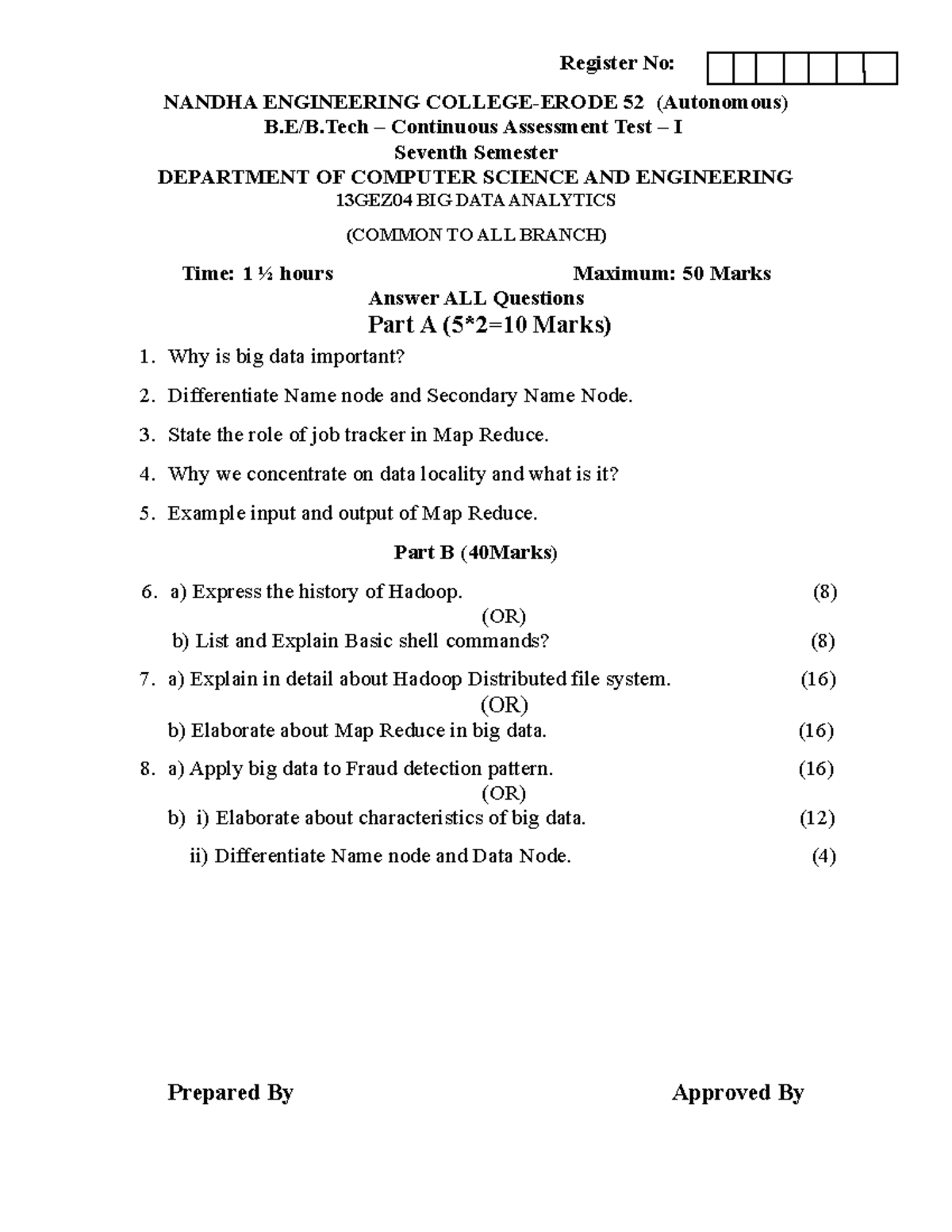 Bda CAT-I QP2 - QUESTION - Register No: NANDHA ENGINEERING COLLEGE ... Bda CAT-I QP2 - QUESTION - Register No: NANDHA ENGINEERING COLLEGE ...