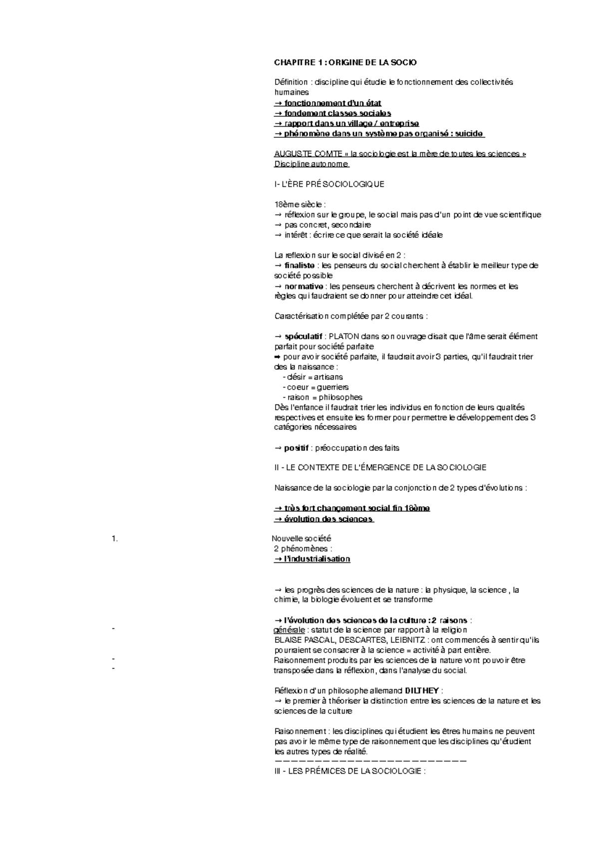 Chap 1 rev socio - CHAPITRE 1 : ORIGINE DE LA SOCIO Définition ...